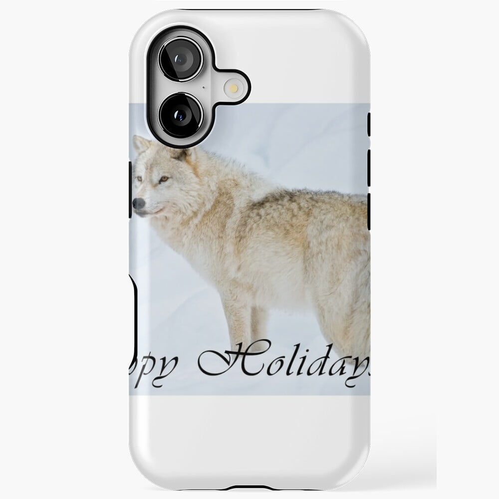 Arctic Wolf Holiday Greeting Card Style Phone Case with iPhone 17 to 11 ...