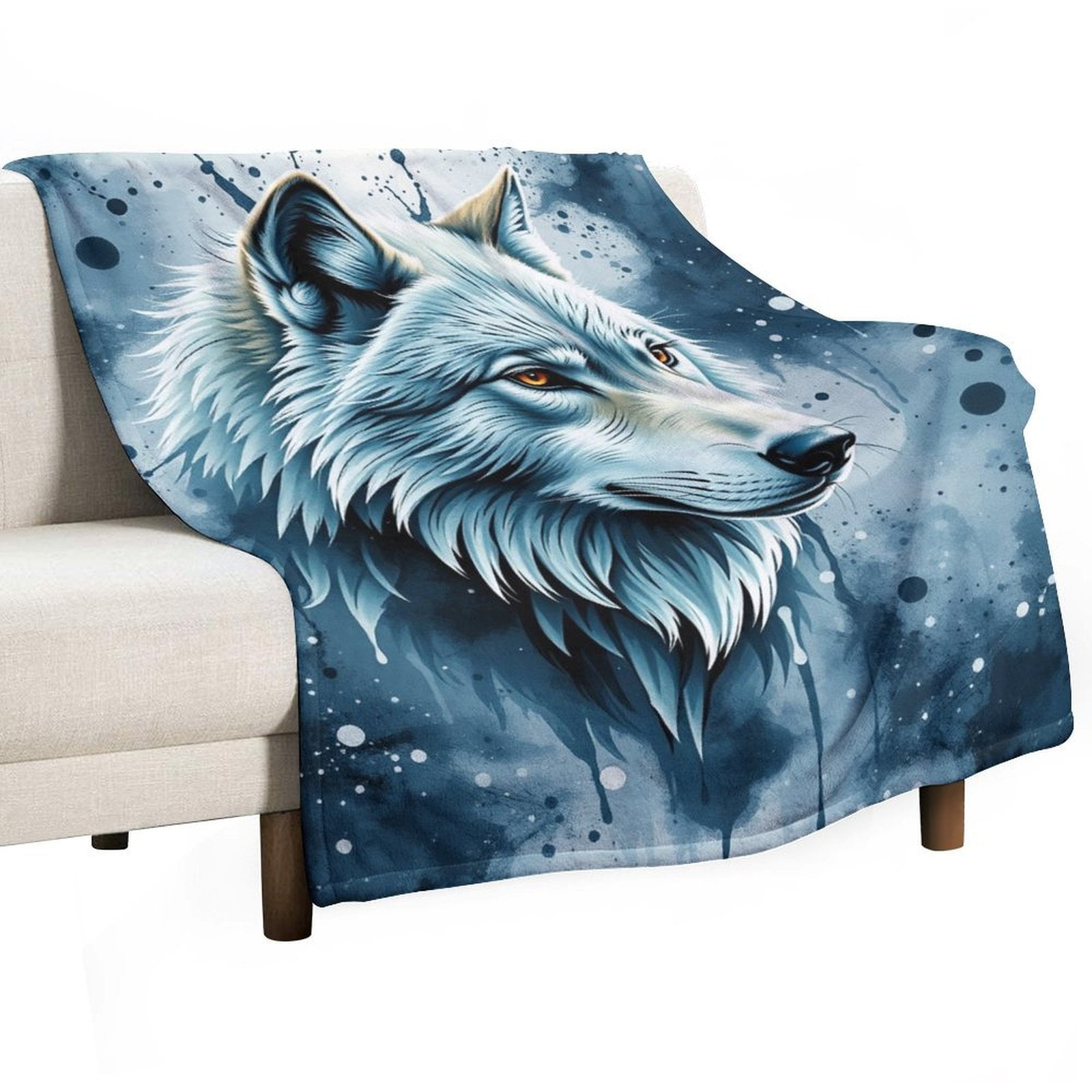 Arctic Wolf Portrait Soft Flannel Blanket for Beds Bedroom Sofa Picnic ...