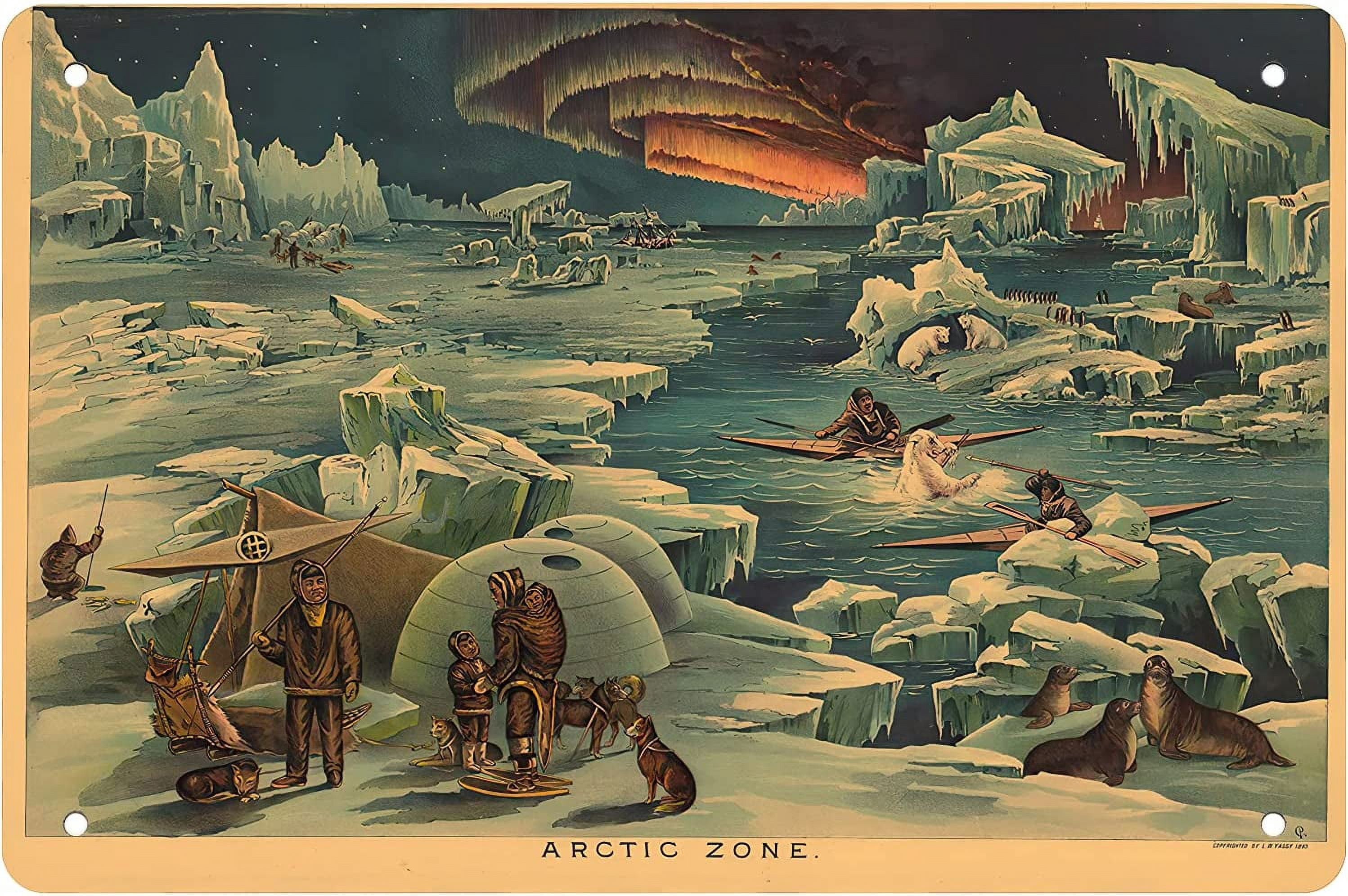 Arctic Zone Climate Poster Antique Maps Home Wall Bars Decor Kitchen ...