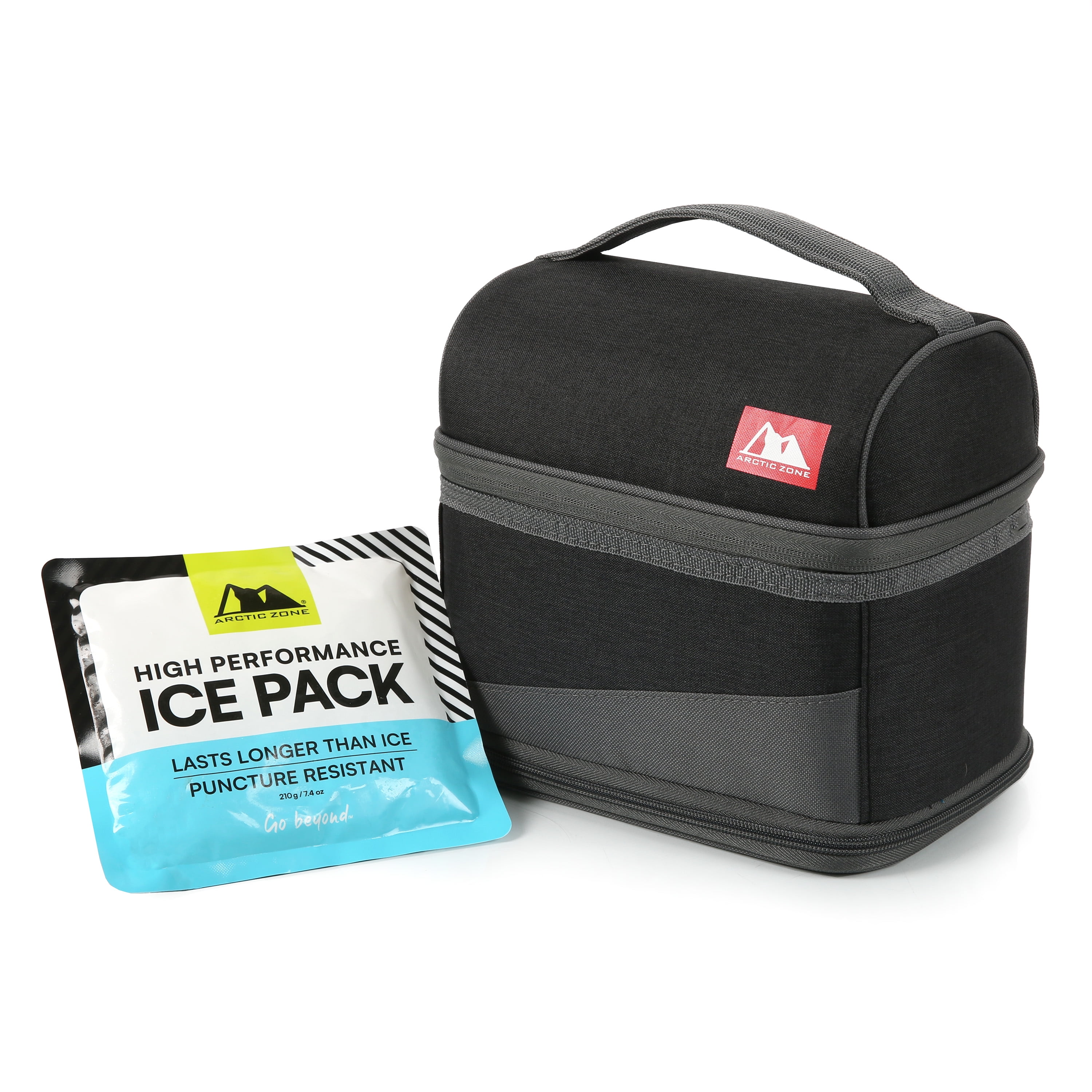 Arctic Zone Expandable Lunch Box with Ice Pack, Black/Gray Arctic Zone Expandable Lunch Box with Ice Pack, Black/Gray