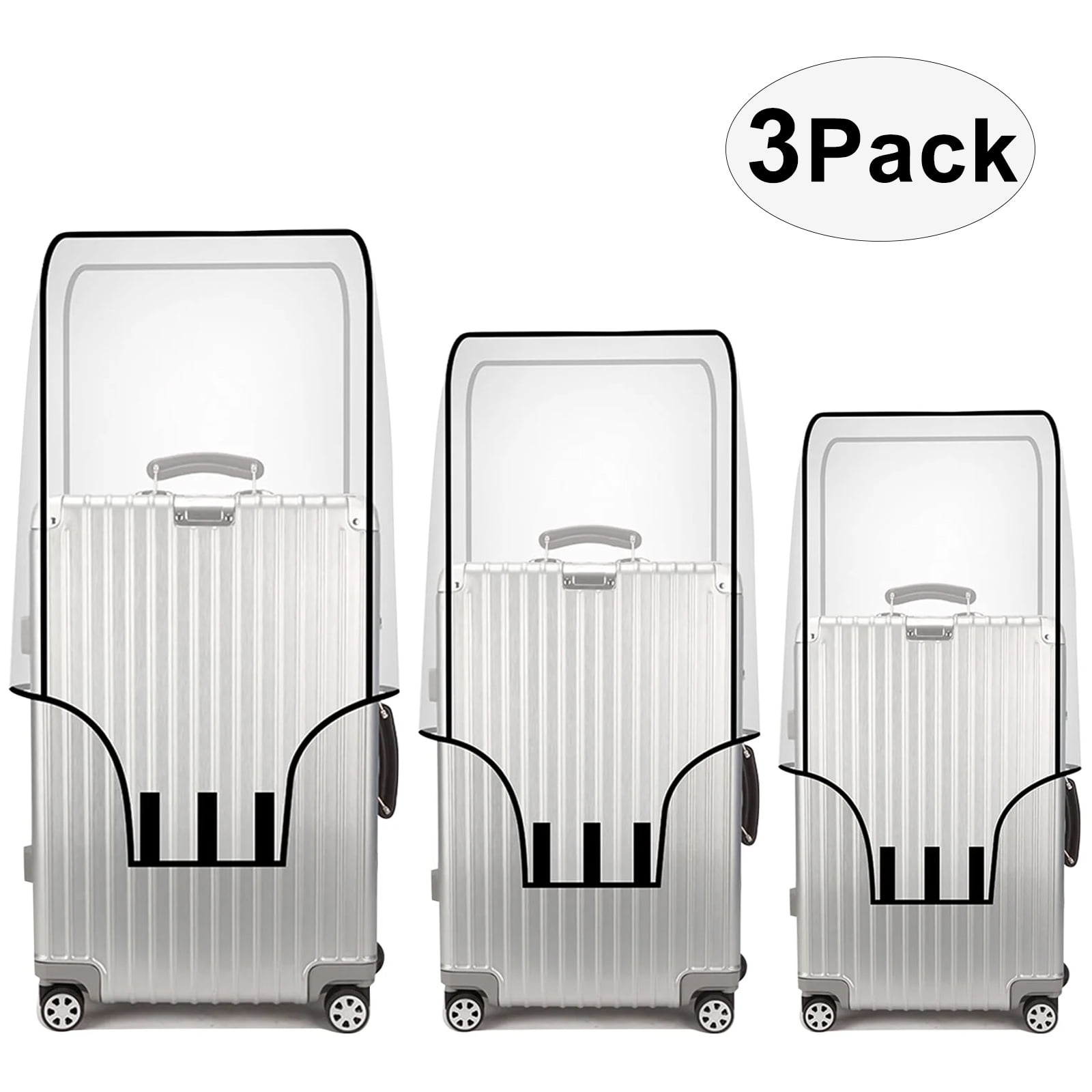 Arcticice 3-Pack Clear Plastic Luggage Covers for Suitcase TSA Approved ...