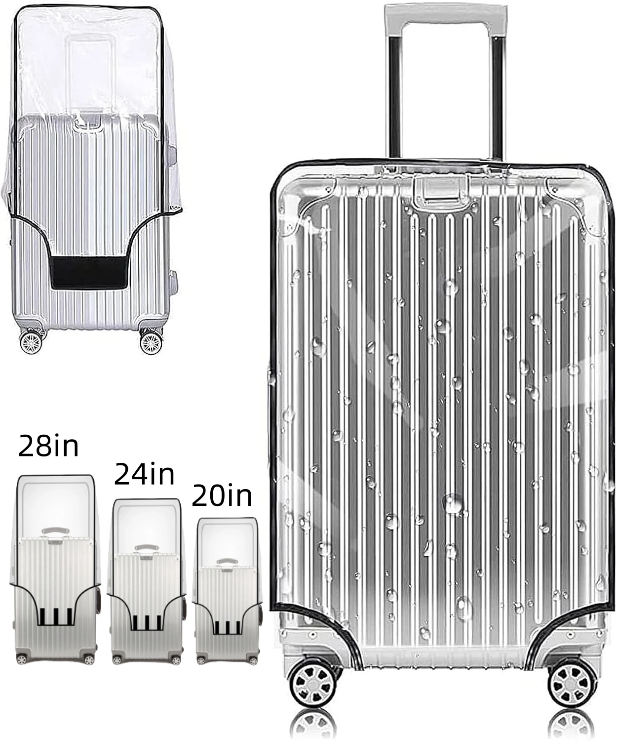 Arcticice Clear Plastic Luggage Covers for Suitcase TSA Approved, 24 ...