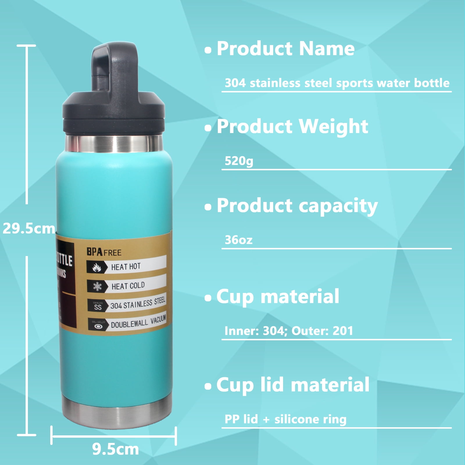 Arcticwind 26oz Insulated Sports Water Bottle Stainless Steel Leakproof ...