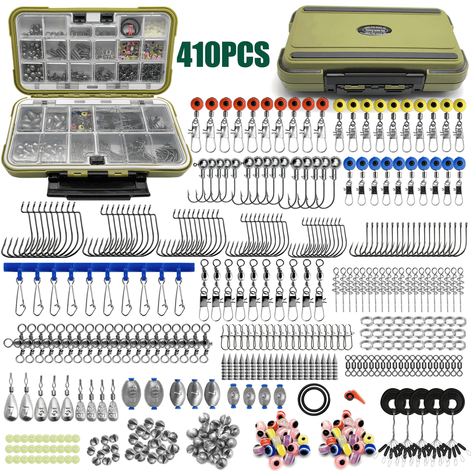 Arcticwind Fishing Accessories Kit, 410 PCS Hooks, Weights, Sinkers ...