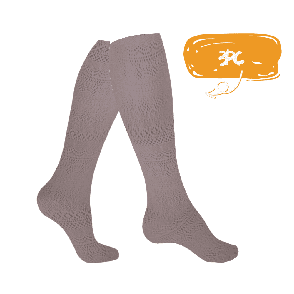 Arcticwind Womens Gray Lace Knee High Socks Solid-colored 3 pairs,Sheer ...