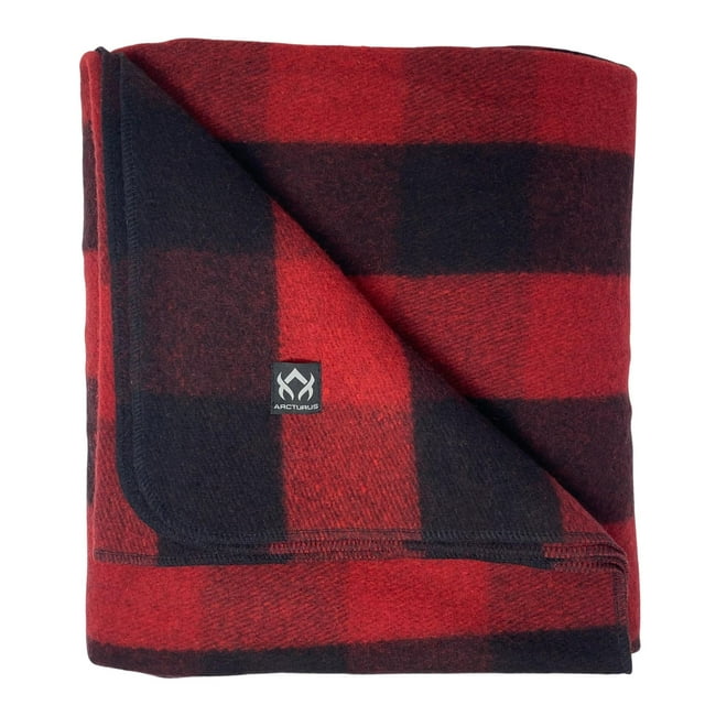 "Arcturus Red Buffalo Plaid Wool Blanket for Outdoor Use, Warm and ...