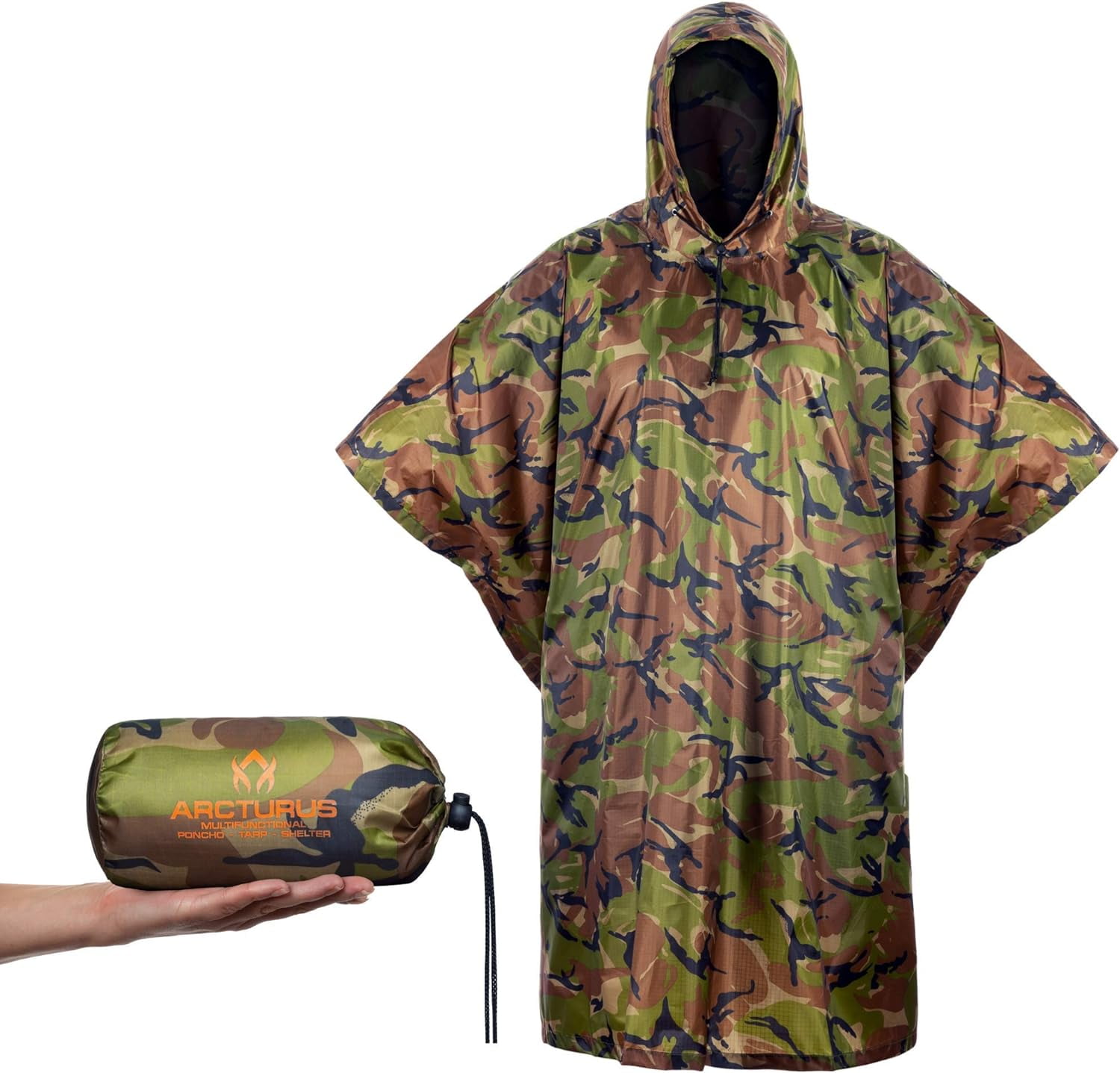 Arcturus Rain Ponchos | Adjustable Hood | Waterproof Ripstop Nylon ...