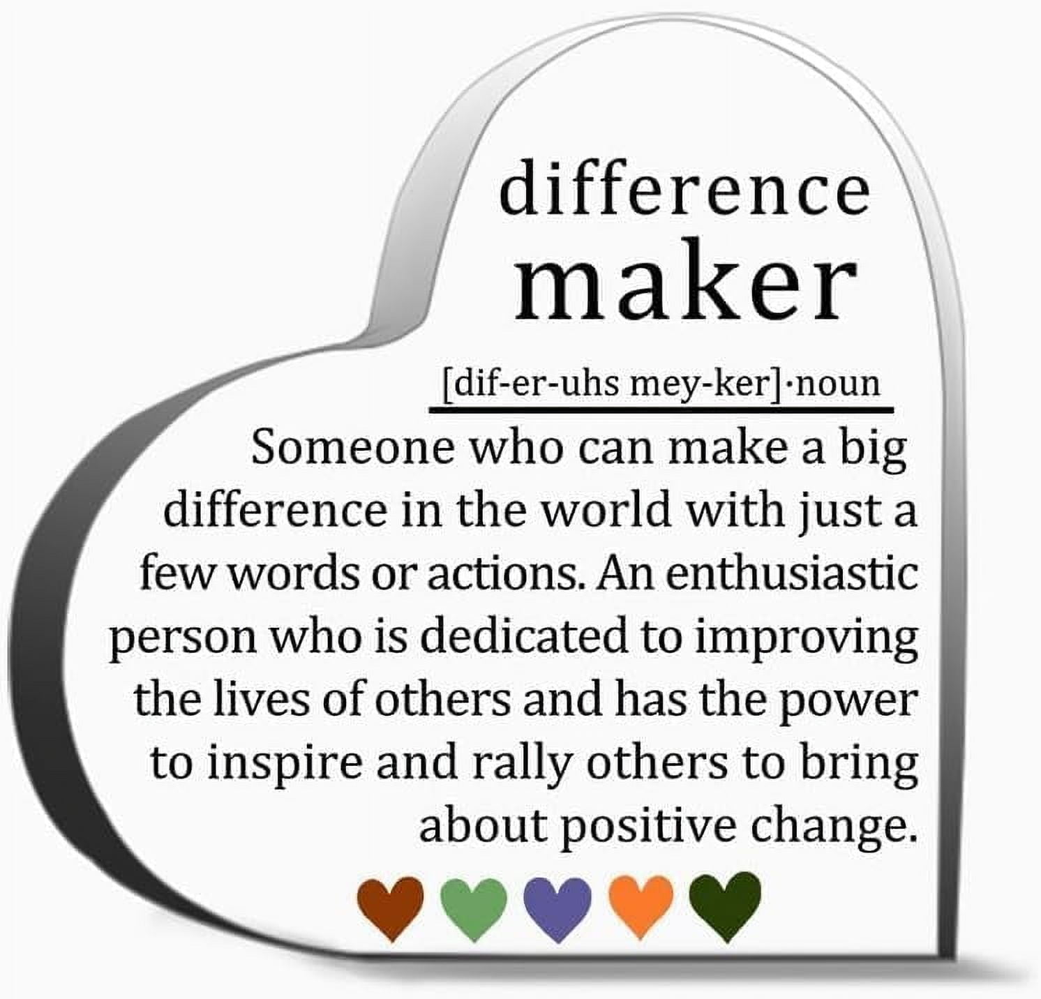 Arcylic Heart Difference Maker Definition Gifts Thank You Gifts for ...