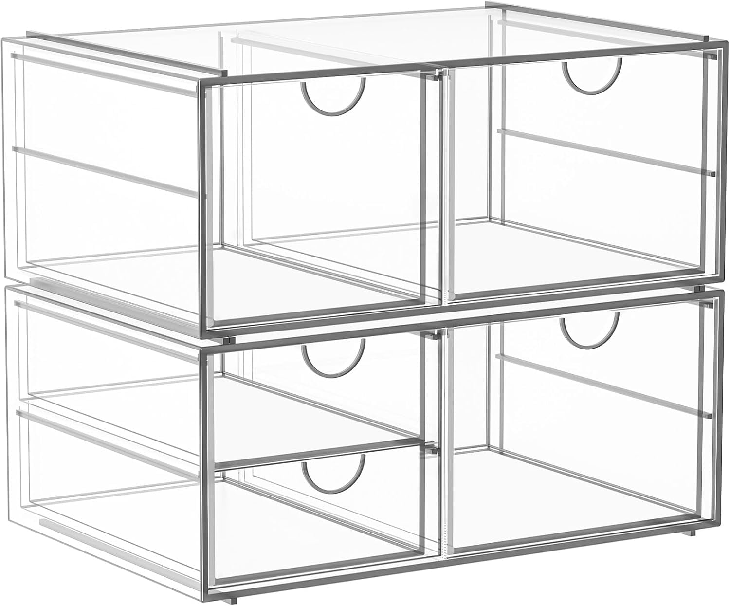 Arcylic Makeup Organzier with 5 Drawers, Clear Stackable Storage ...