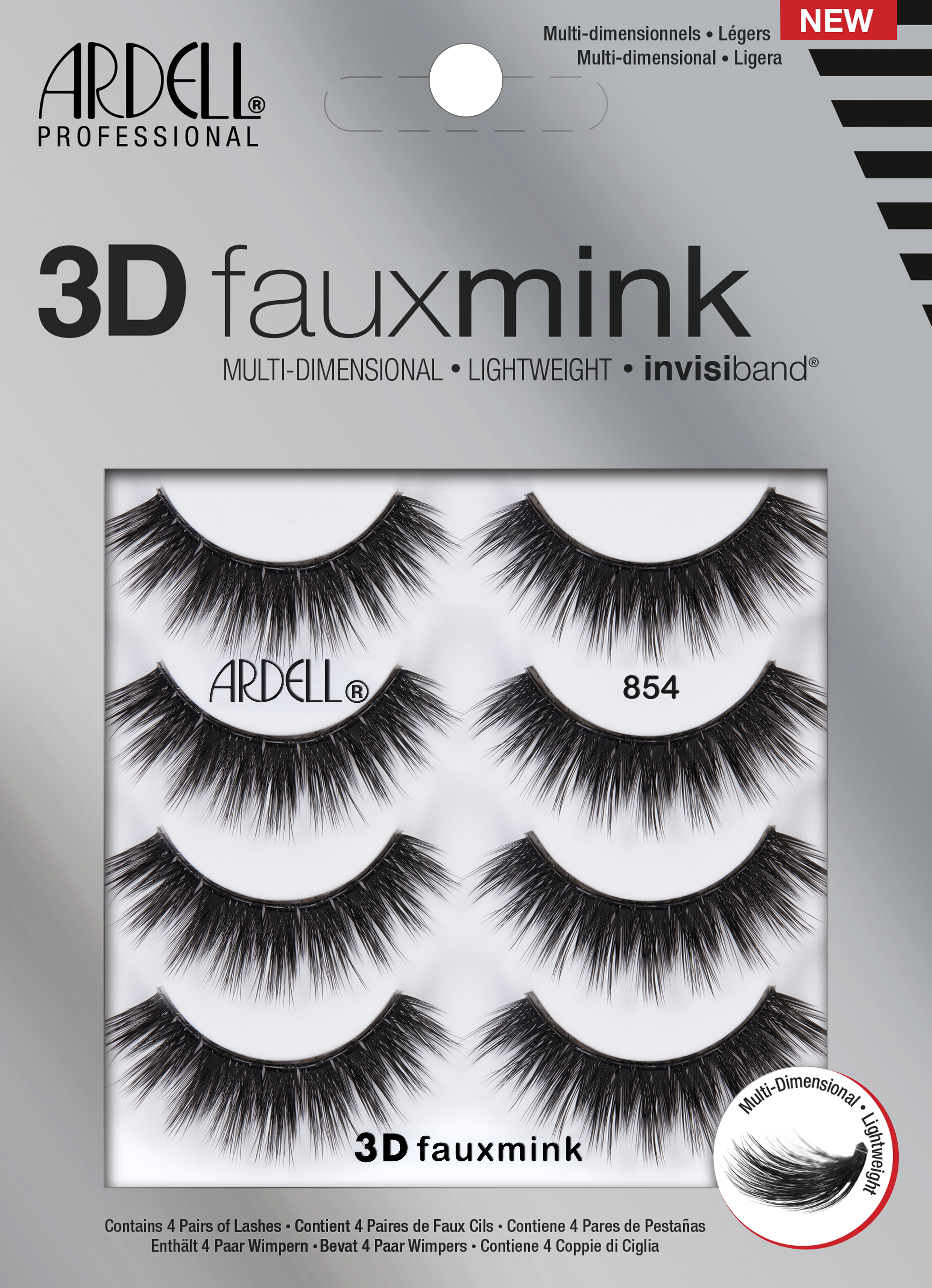 Ardell, Faux Mink Lashes, 854, 4 Pairs, Flared Style - Walmart.com