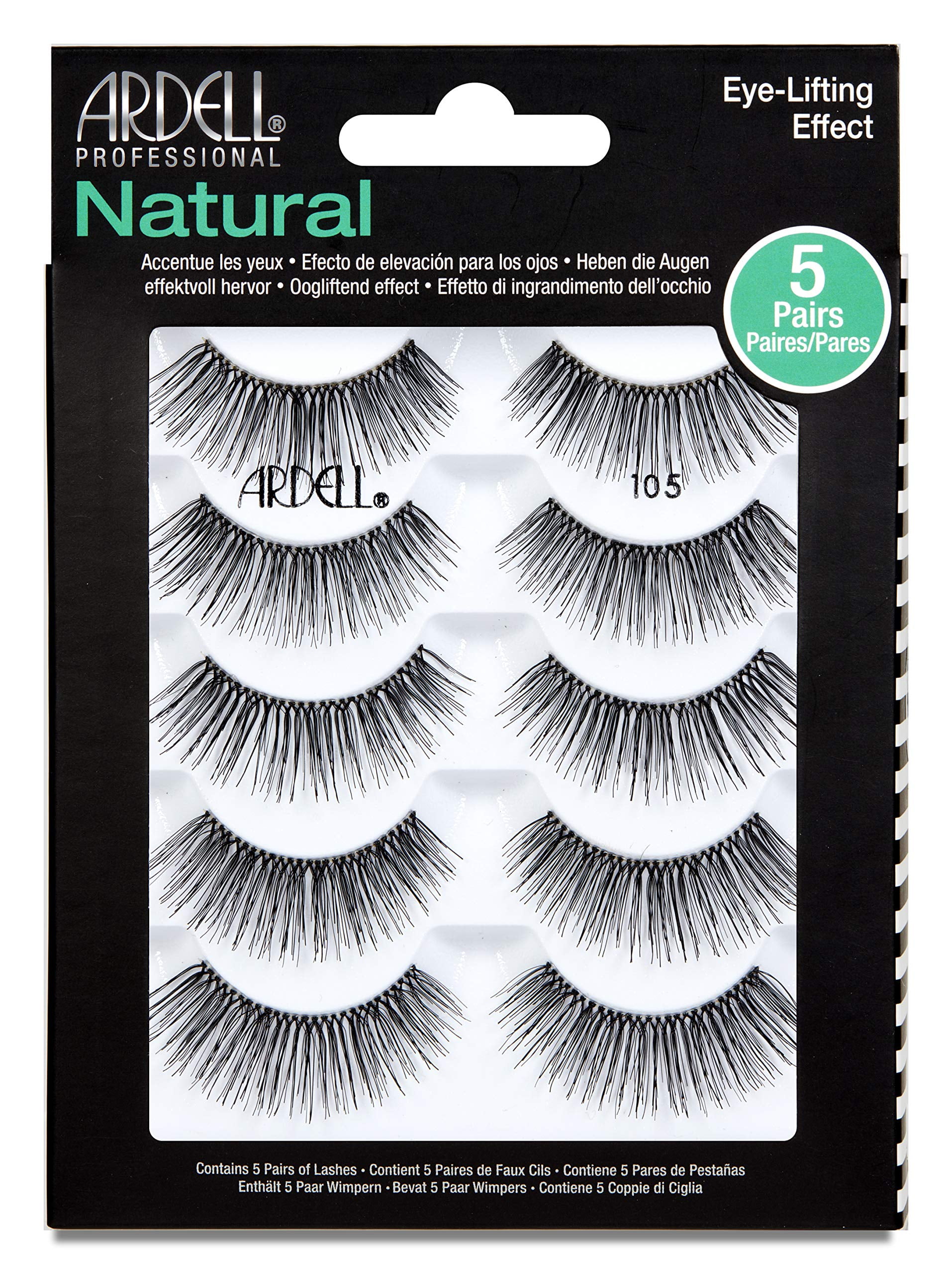 Ardell False Eyelashes Natural 105 Black, 5 pairs pack - Walmart.com