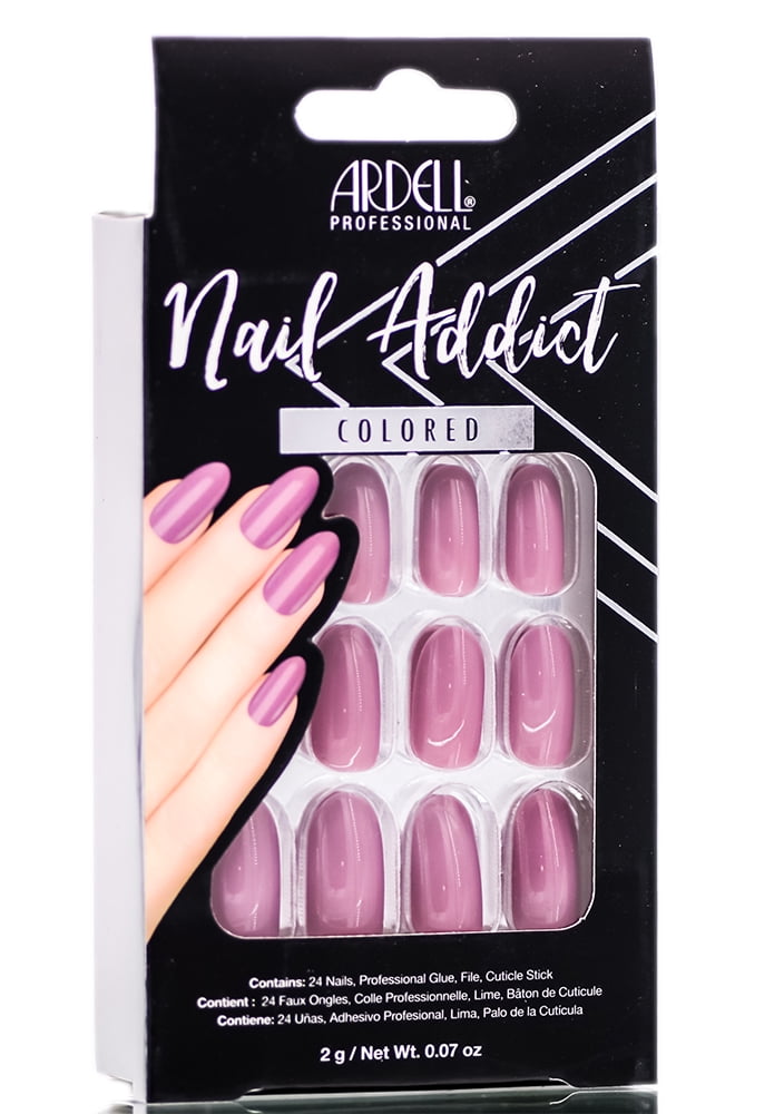 Ardell Nail Addict Artificial Nail Set, Sweet Pink Glossy Rounded Press ...
