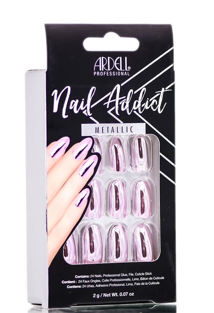 Ardell Nail Addict Metallic Artificial Nail Set - Metallic Pink ...