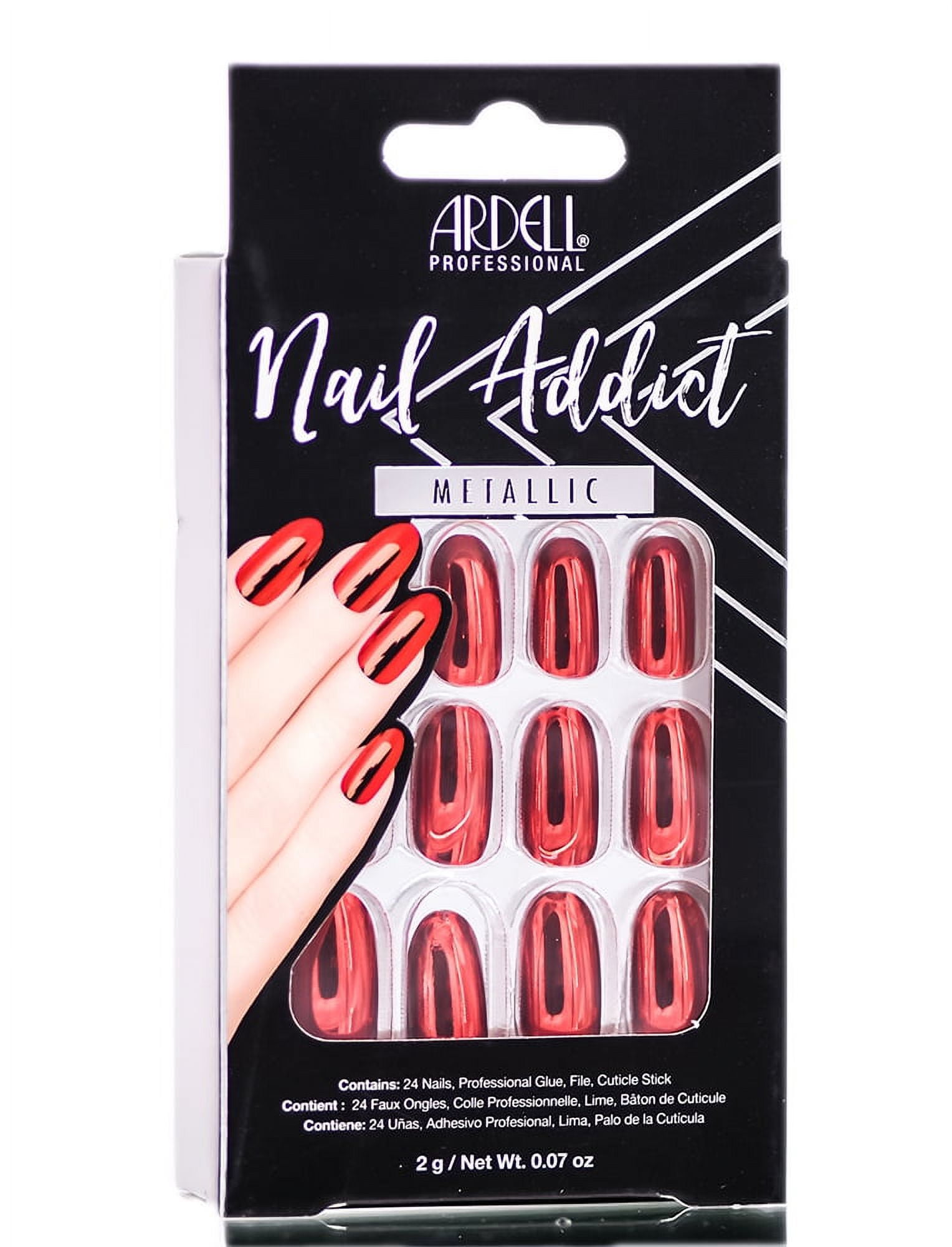 Ardell Nail Addict Metallic Artificial Nail Set - Metallic Red ...