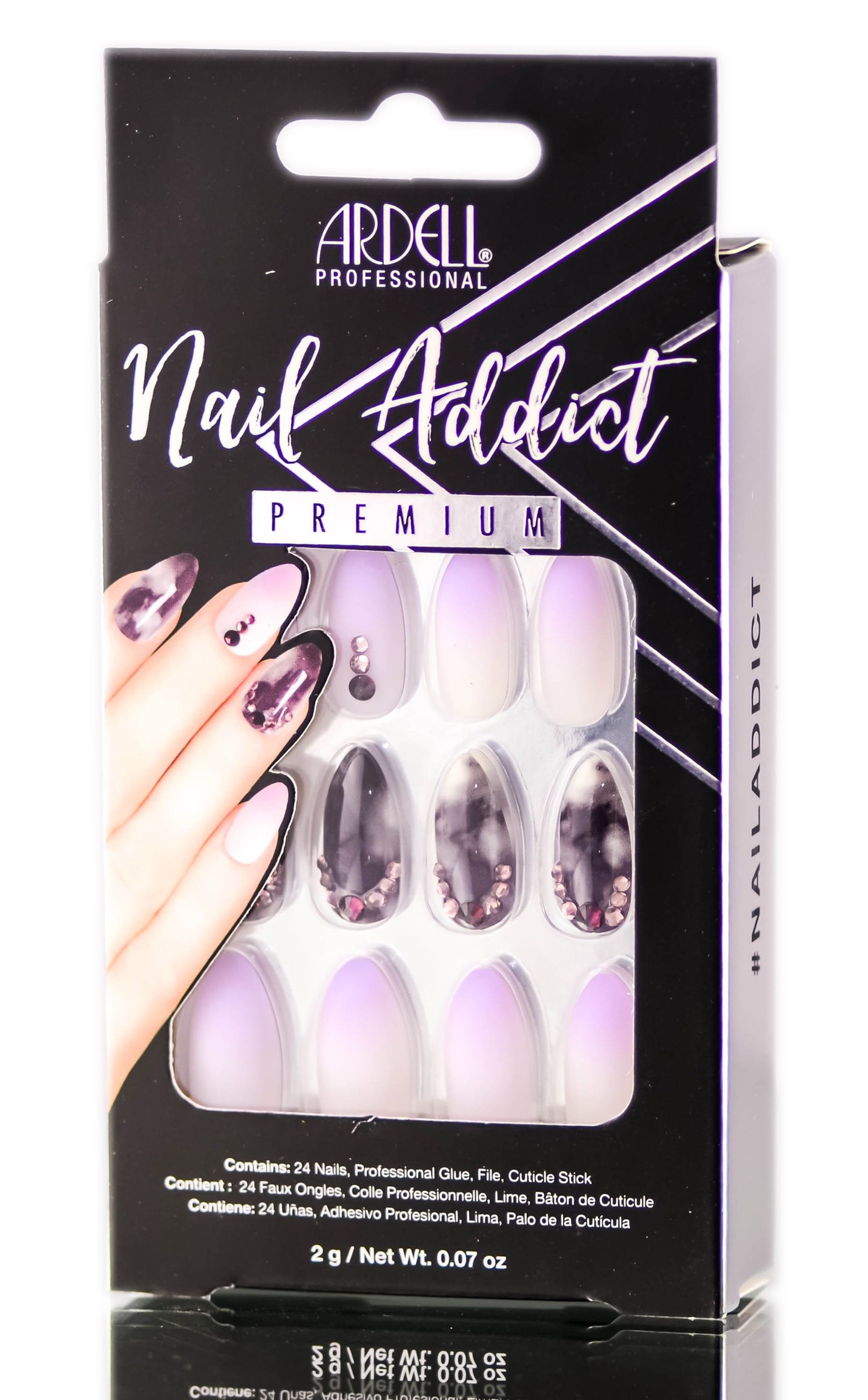 Ardell Nail Addict Premium Artificial Nail Set - Marble Purple Ombre ...