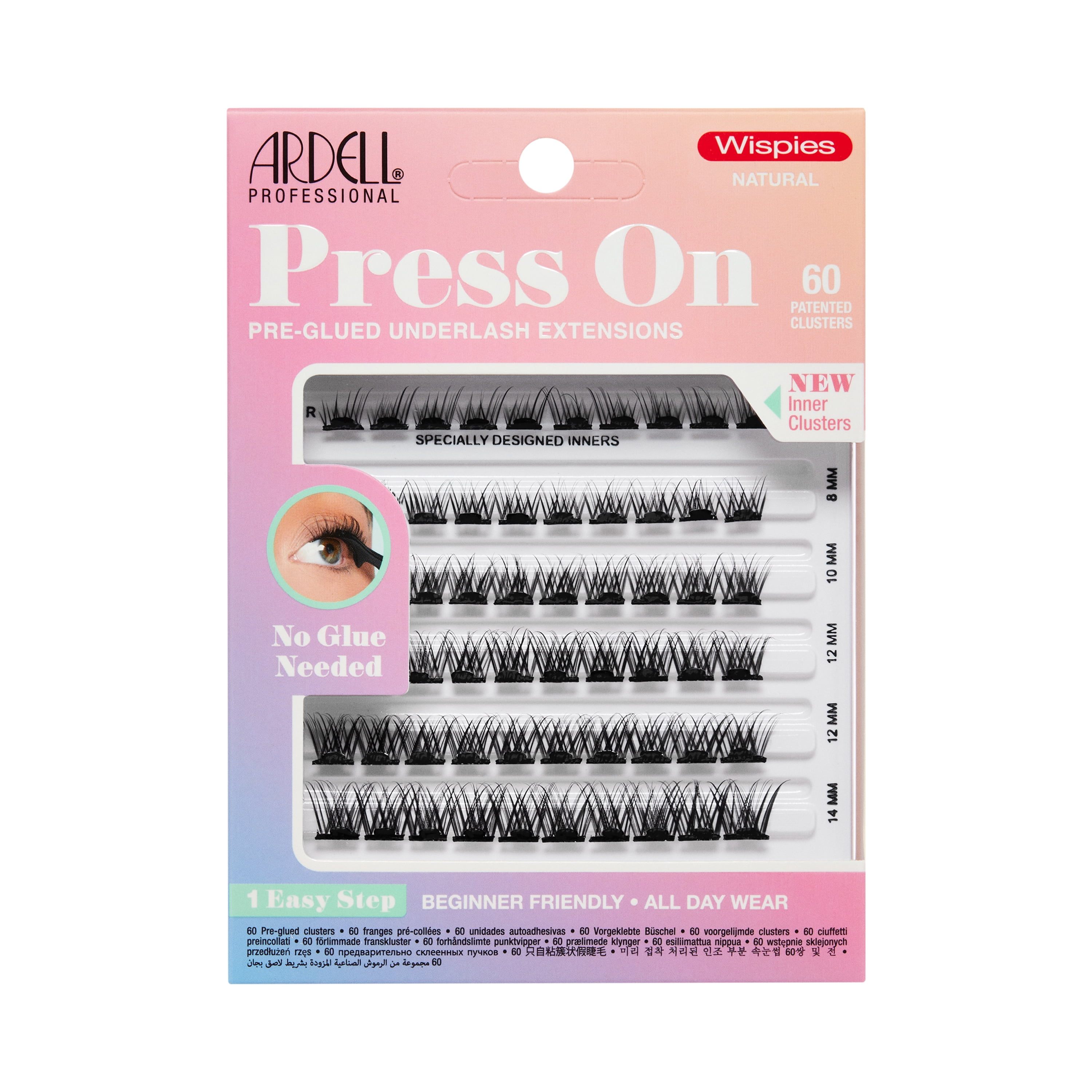 Ardell Press-on Pre-Glued Underlash False Eyelash Extensions, Wispies ...