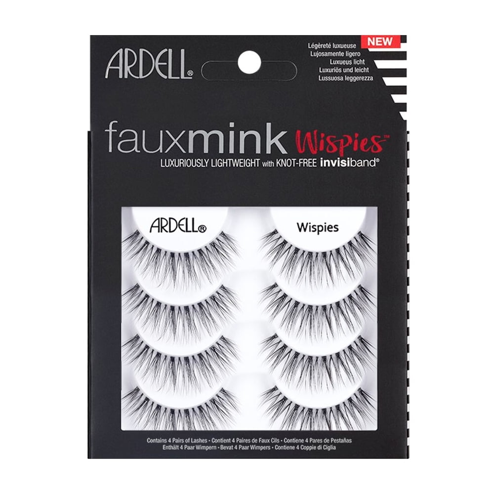 Ardell Professional Eyelashes Faux Mink, 4 Pairs, Wispies Black,2 Packs ...