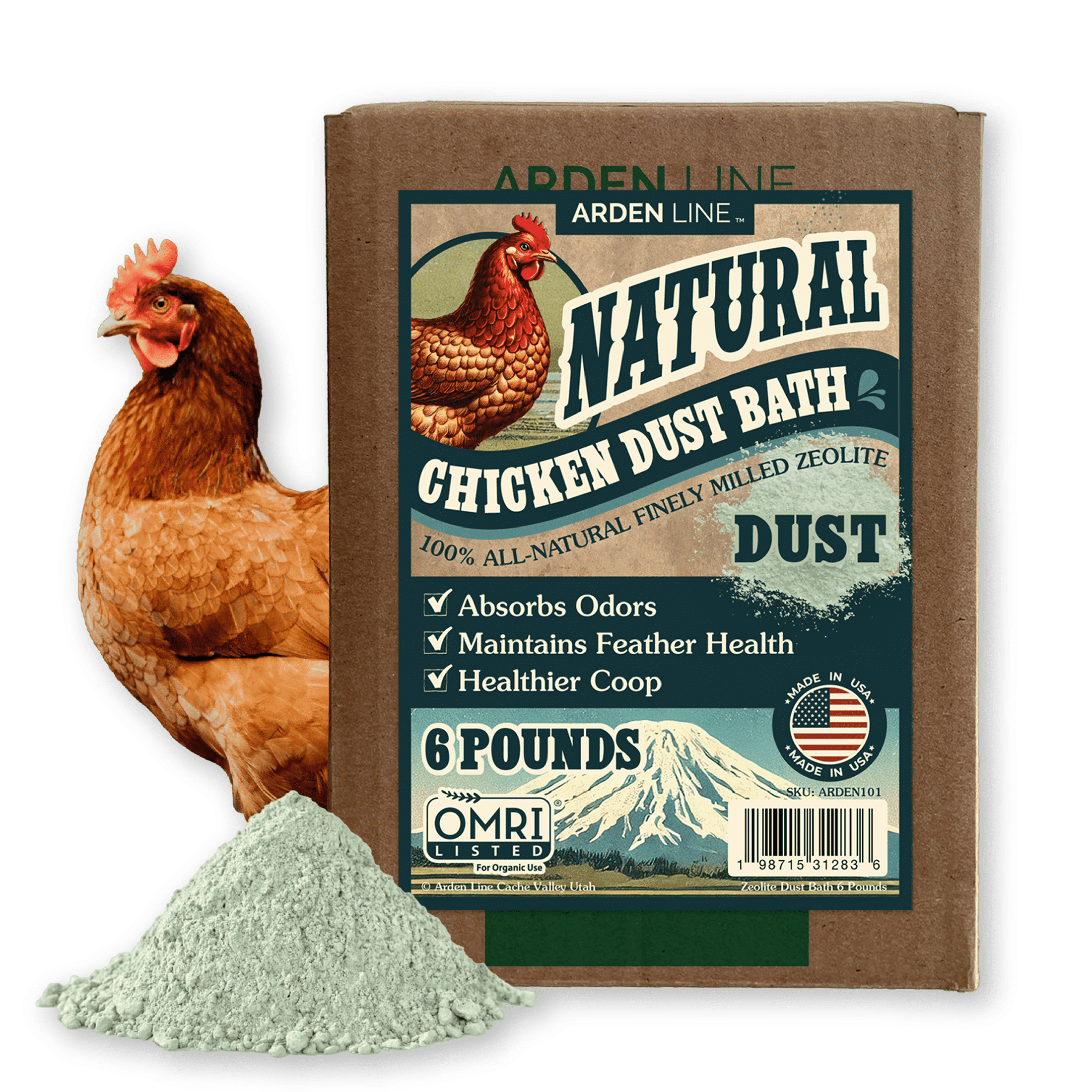 ARDEN LINE Natural Chicken Dust Bath Powder, Zeolite Formula, 6 Pound ...