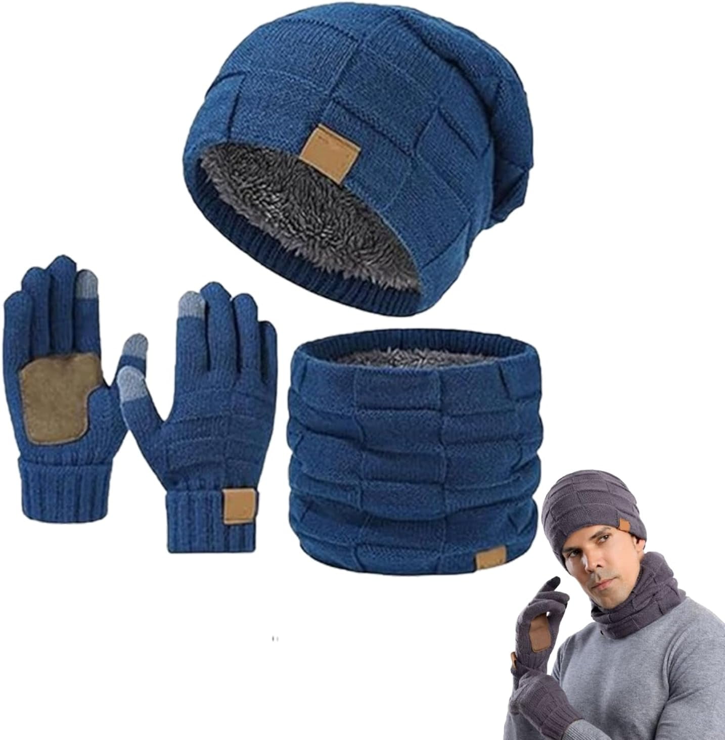 Ardenknit Winter Set, 3 Piece Set Windproof Knit Hat, Scarf and Gloves ...