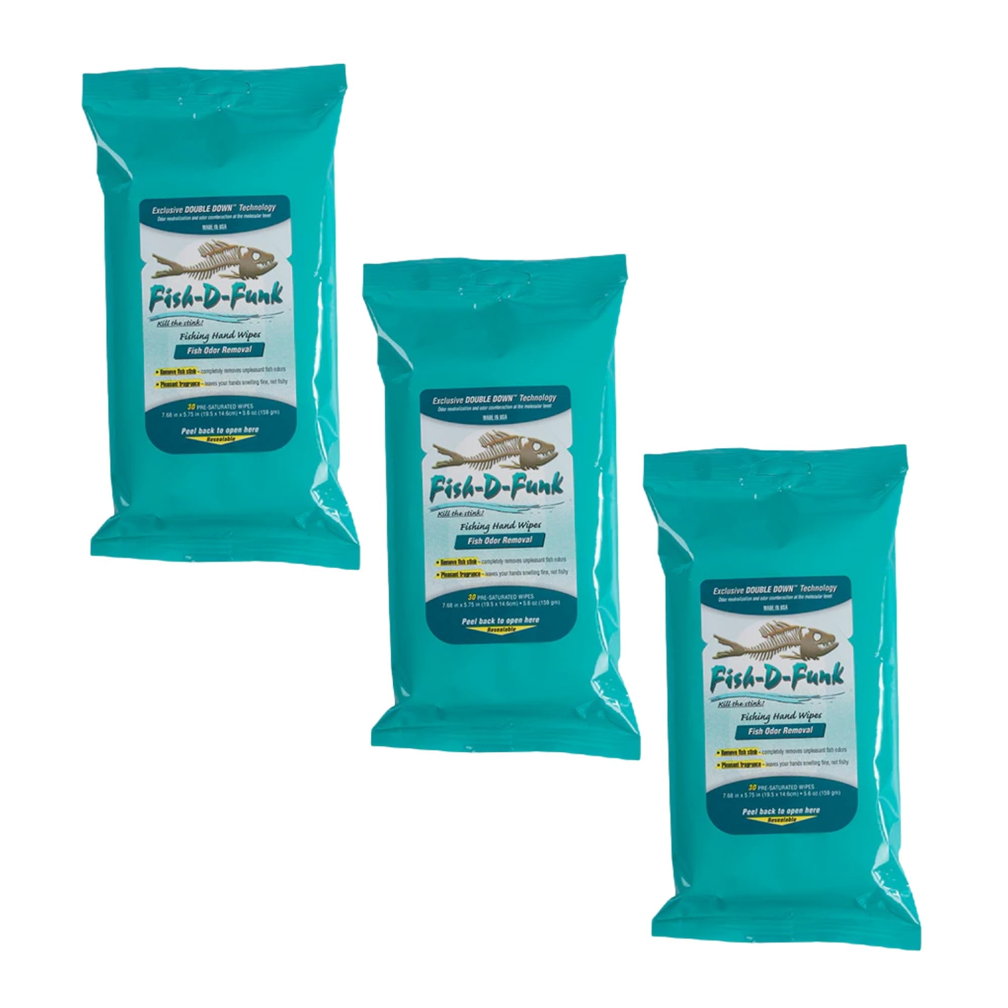 Ardent Fish D Funk Hand Wipes, 3 Pack with 30 Per Pouch, Gentle, Non ...