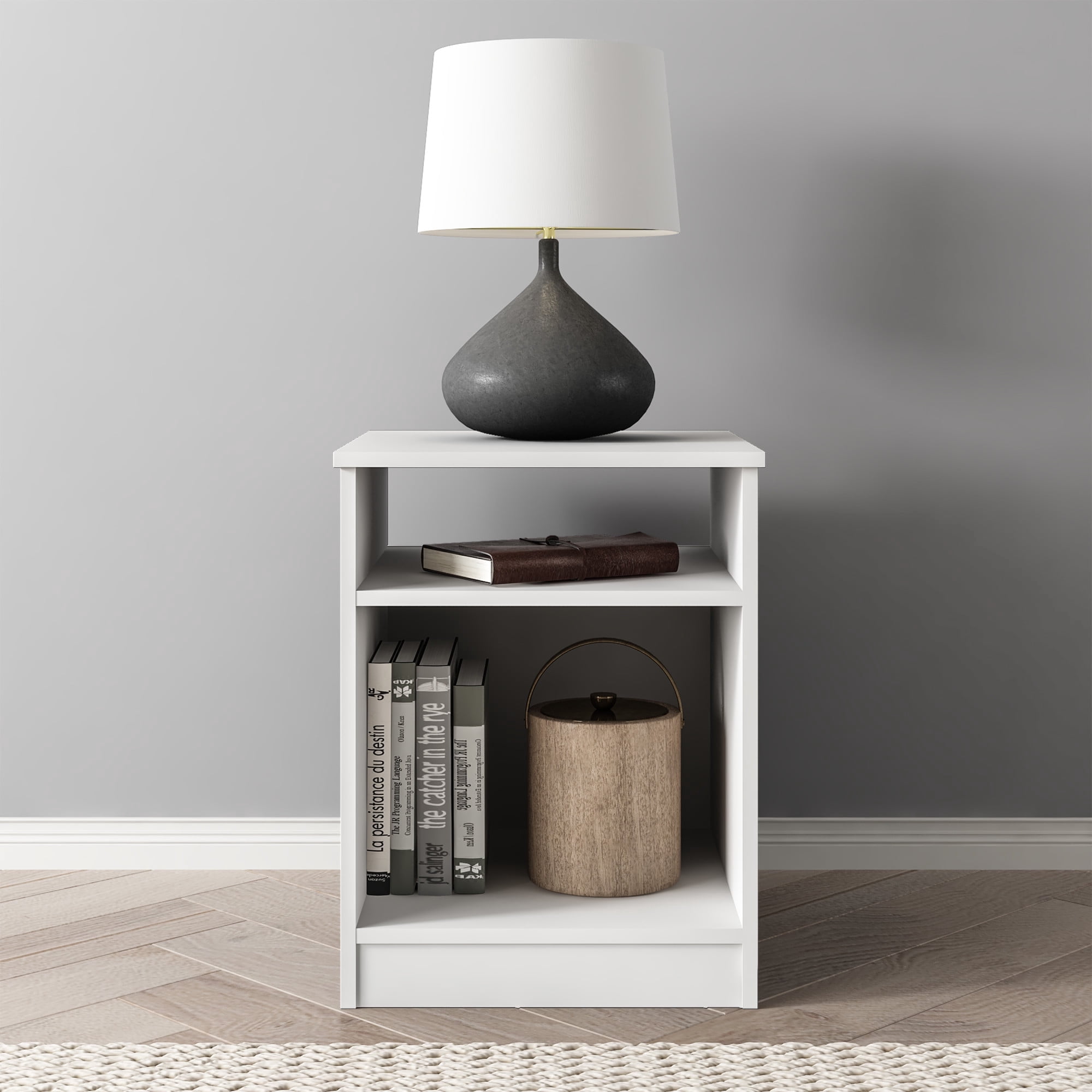 Ardent Open Shelf Nightstand, White，(l x w x h) 15.50 x 15.50 x 20.50 ...