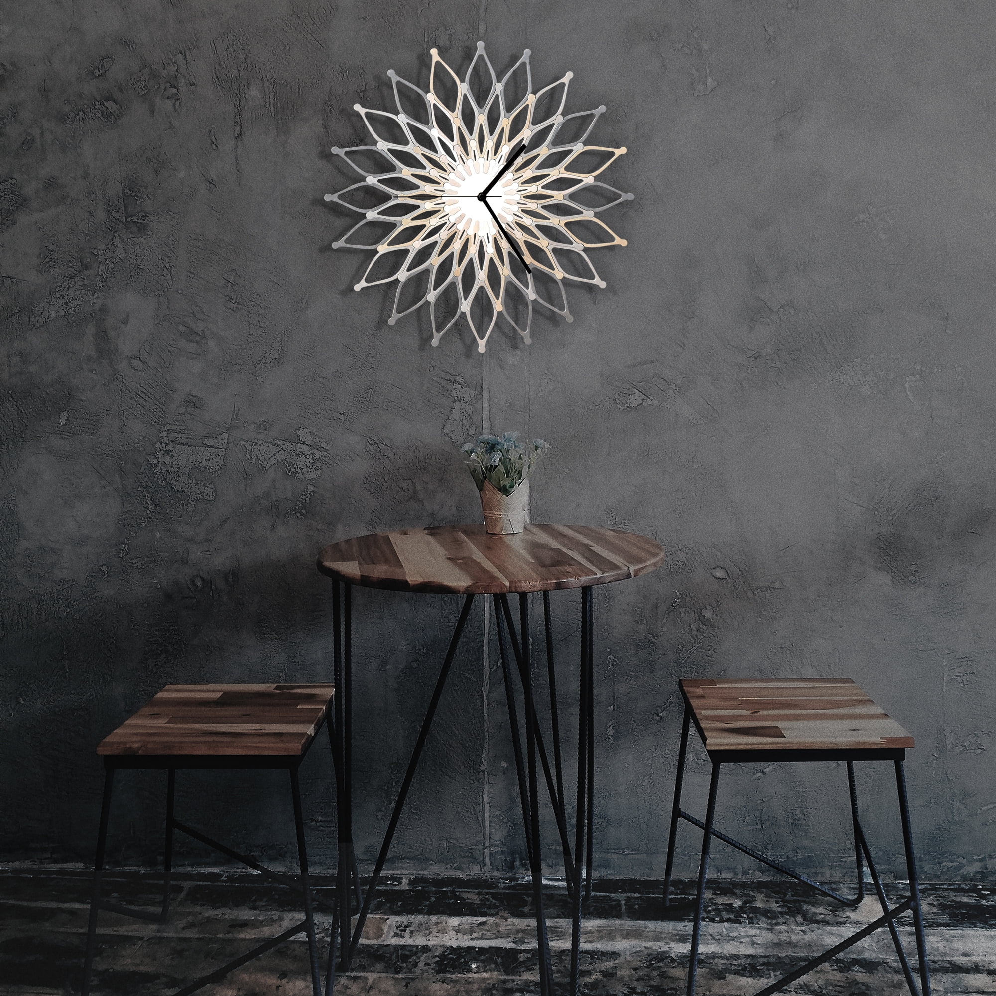 Ardeola - Fireworks Silver - 16-Inch Art-Deco Wall Clock, Analog ...