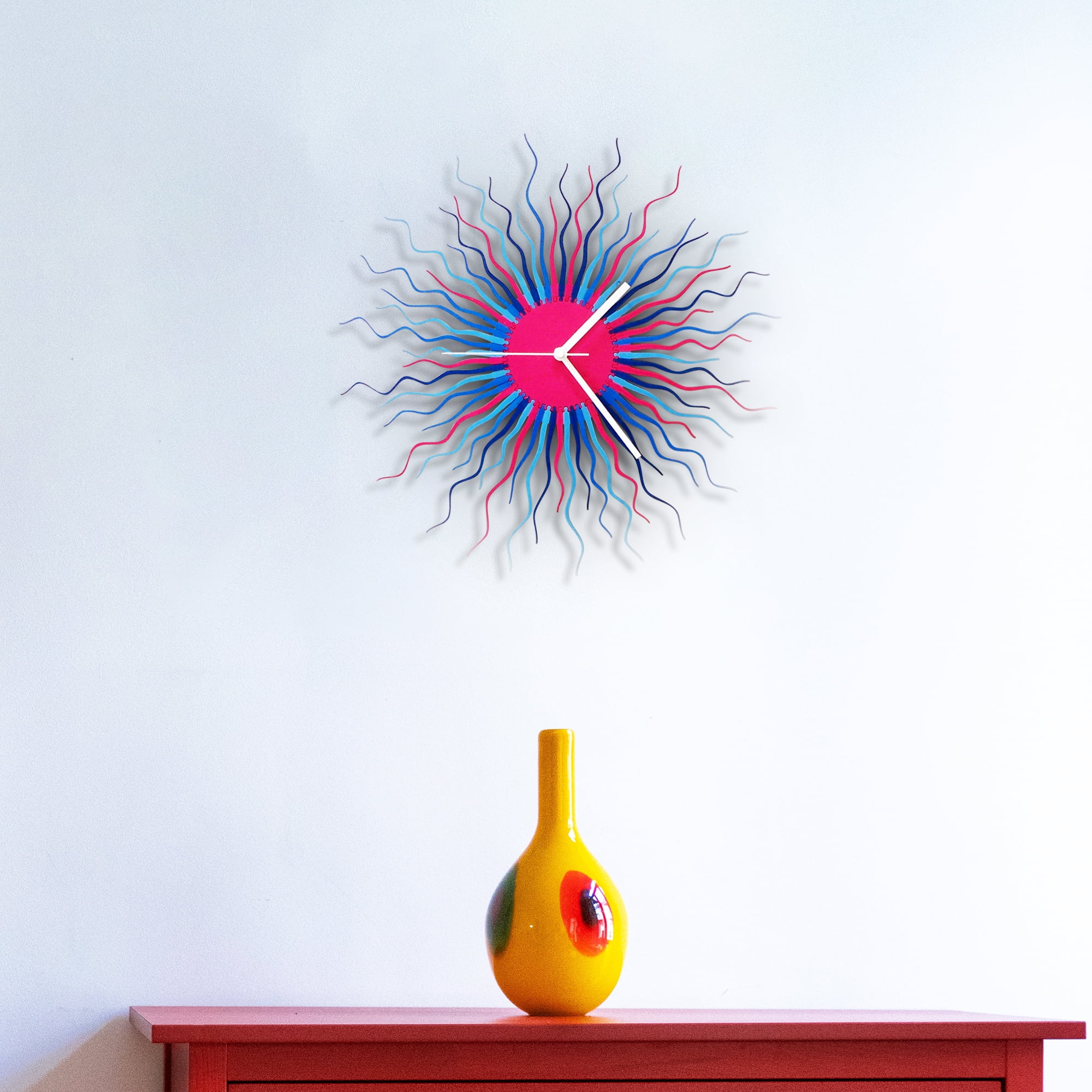 Ardeola - Medusa Blue XL - Sunburst Wall Clock, 23.5 in Analog, Battery ...