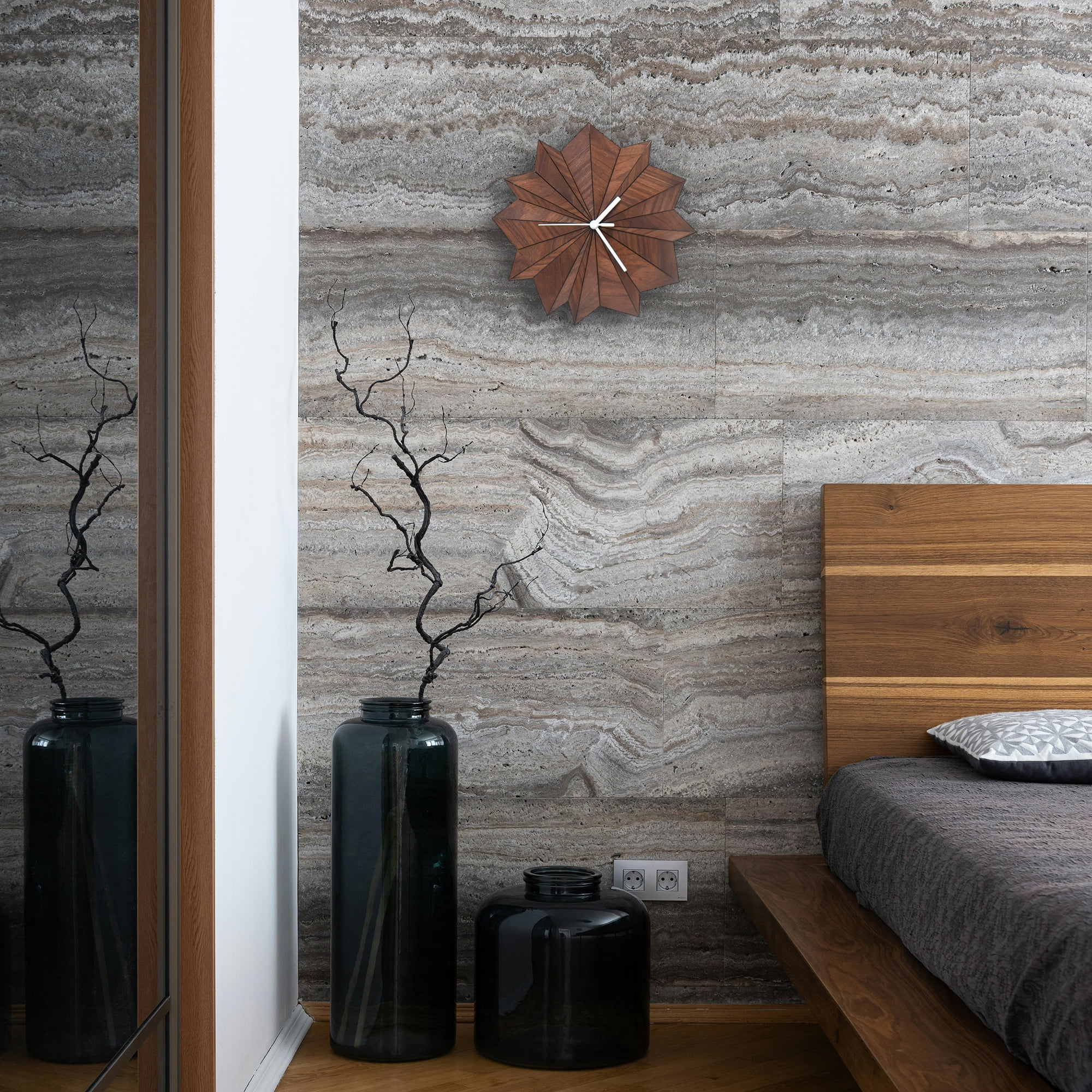 Ardeola - Origami Walnut - 11.5 in Quartz Analog Battery-Powered ...