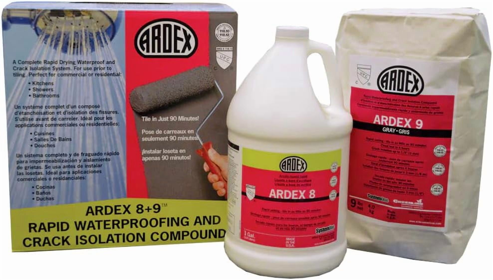 Ardex 8+9, Rapid Waterproofing and Crack Isolation, Compound Kit, Solvent-Free, Cement-Based ...
