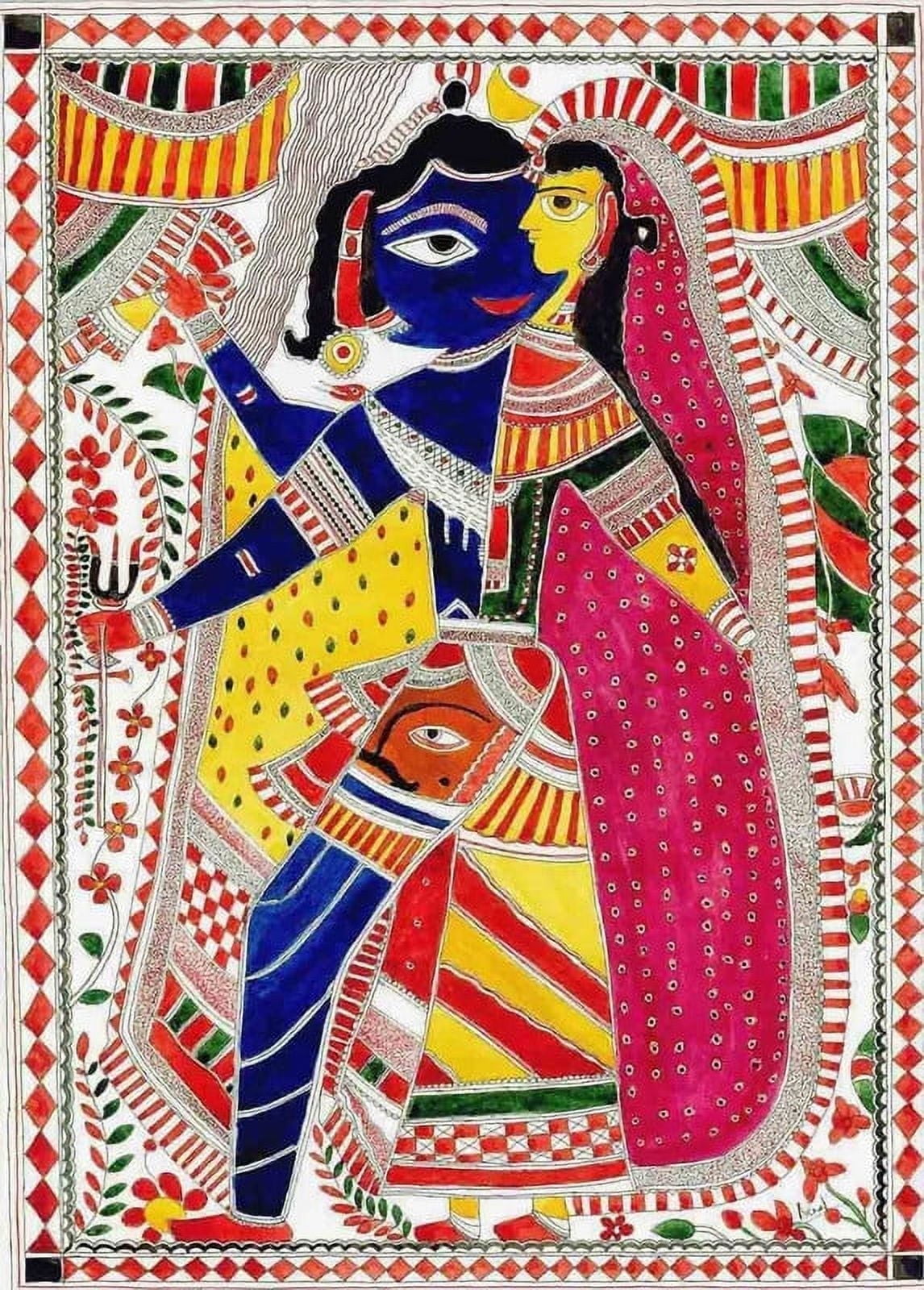 Ardhanariswar, Madhubani Style Painting, Limited Edition A2 Matte Print ...