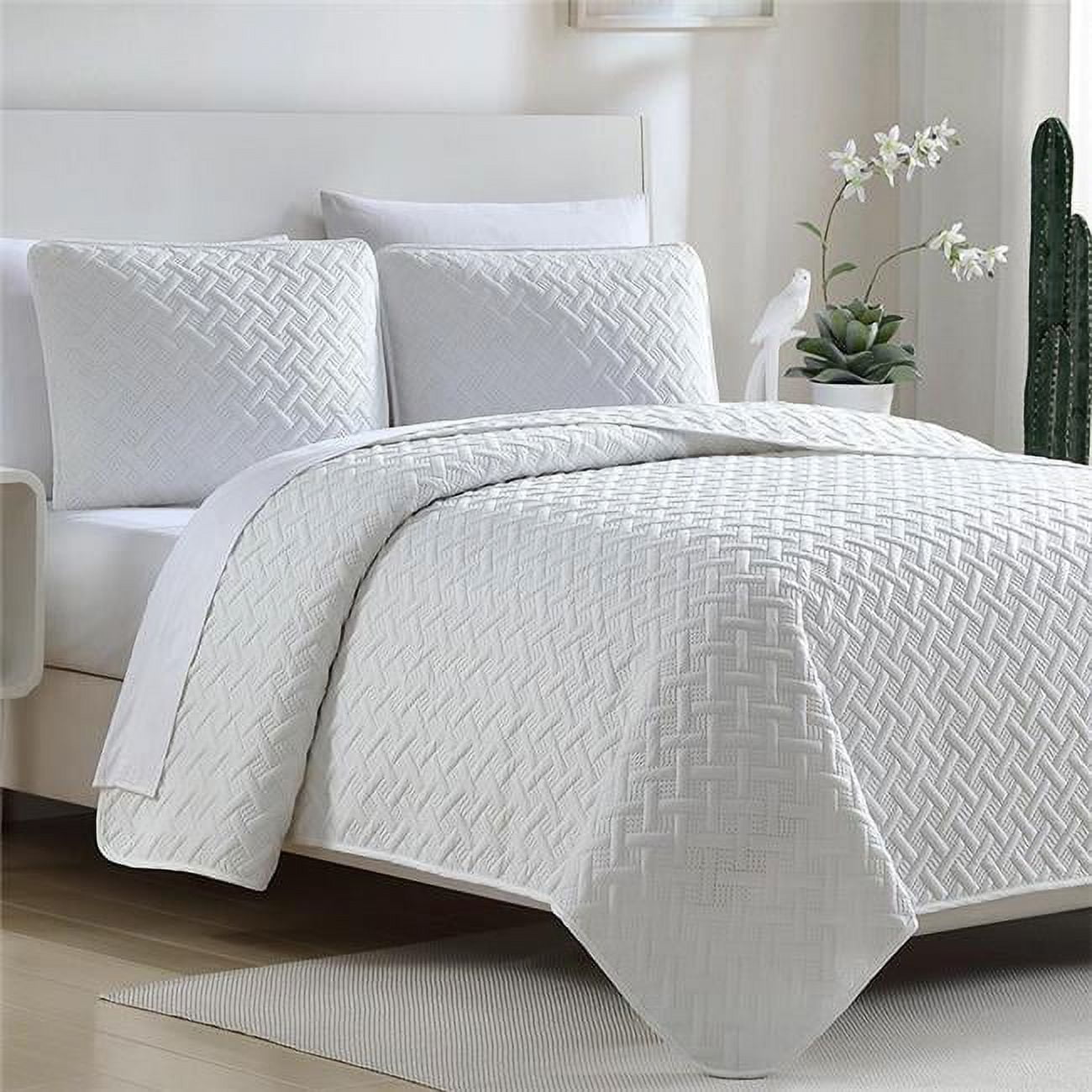 Ellison First Asia 18621703QMS-WHT Ardmore Solid Lattice Mini Quilt Set ...