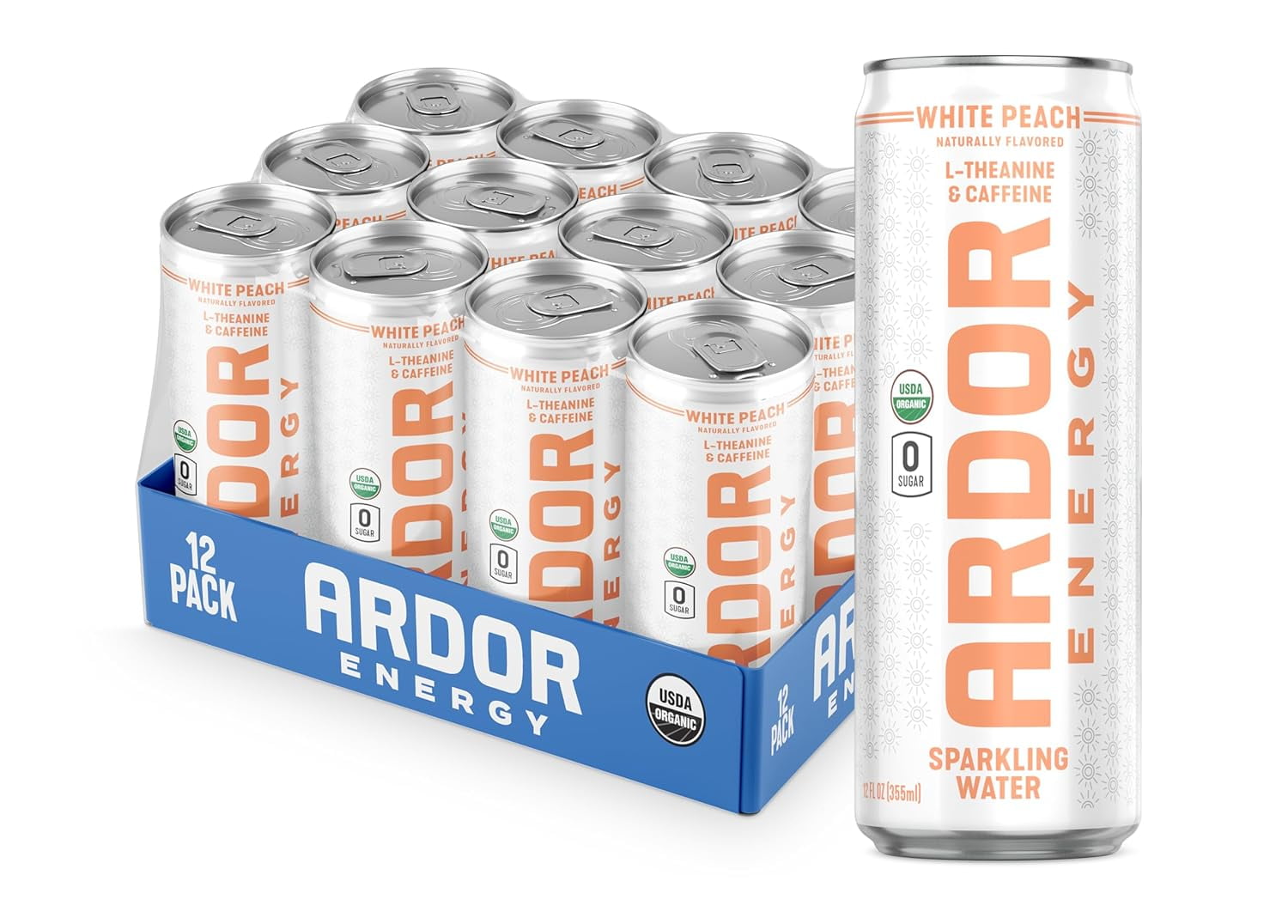 ARDOR ENERGY Sparkling Water with 100mg Natural Caffeine & 200mg L ...