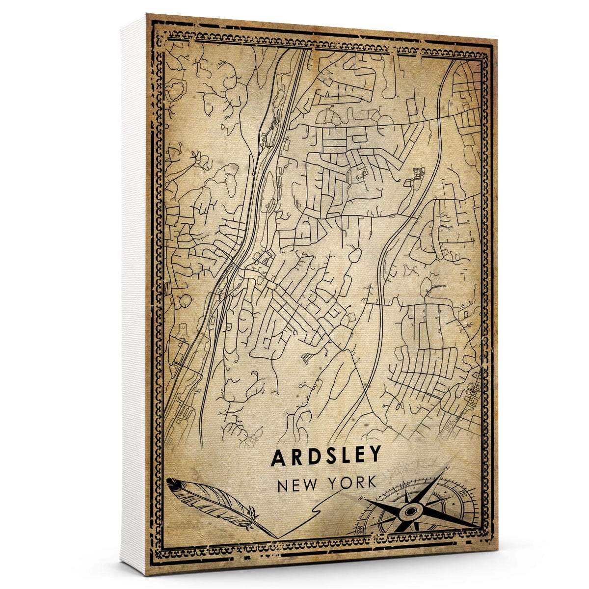 Ardsley Vintage Map Prints Canvas, New York Map Art Canvas, Canvas ...