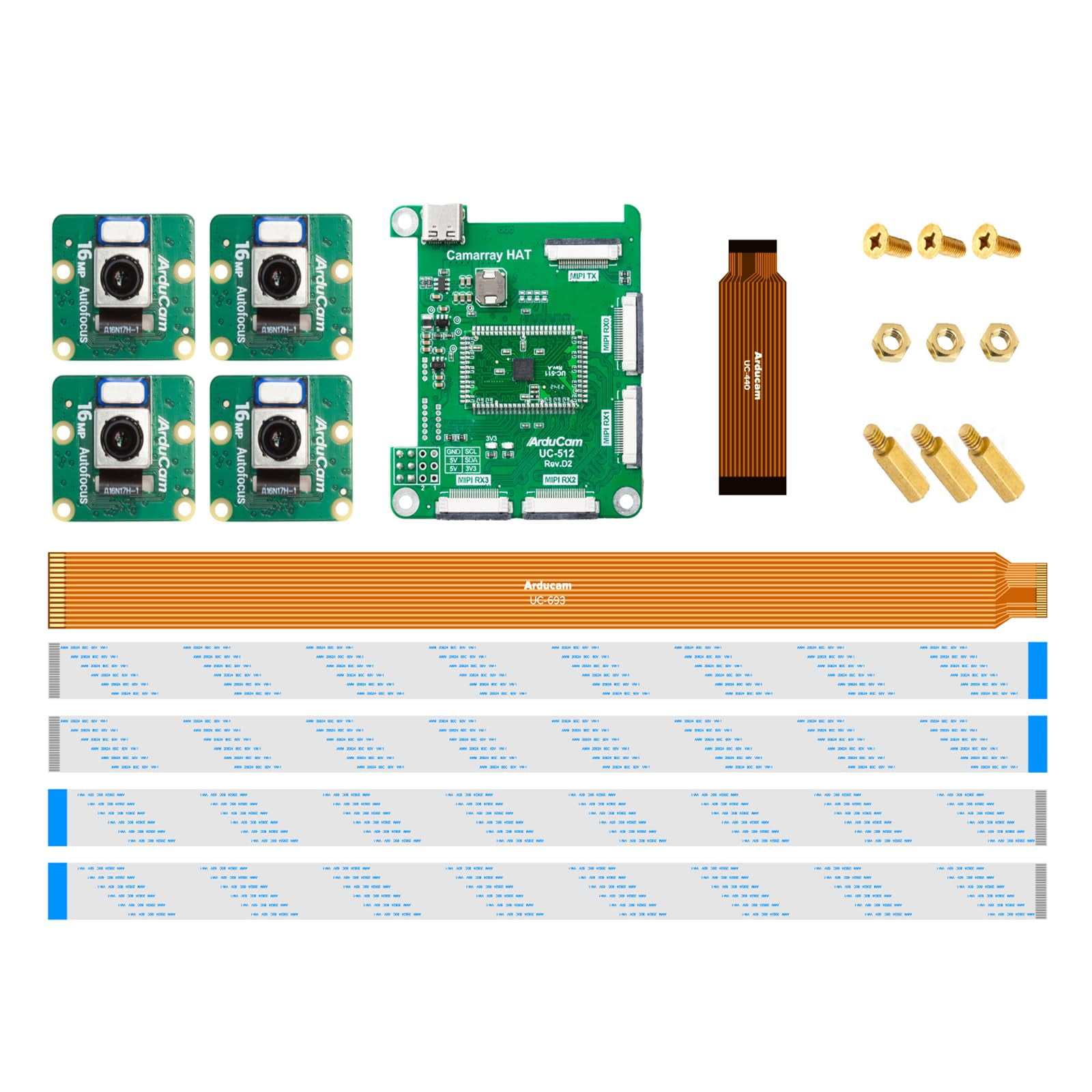 Arducam 16MP Autofocus Quad-Camera RRF12 Kit for Raspberry Pi, 16MP ...