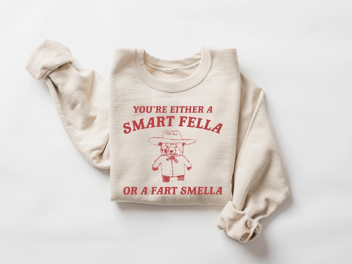 Are You A Smart Fella Or Fart Smella Retro Cartoon T Shirt, Weird T ...