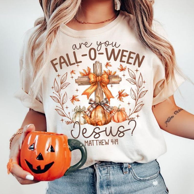Are You Falloween Jesus T-Shirt, Fall Coquette Bow Tee, Pumpkin Autumn ...