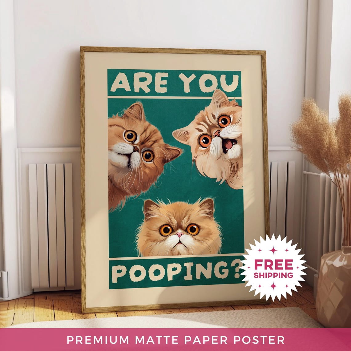Are You Pooping Adorable Cat Matte Paper Restroom Poster Art, Unframed ...