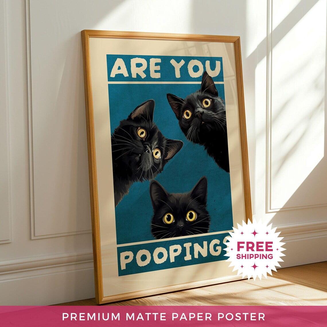 Are You Pooping Adorable Cat Matte Paper Restroom Sign Poster Unframed ...