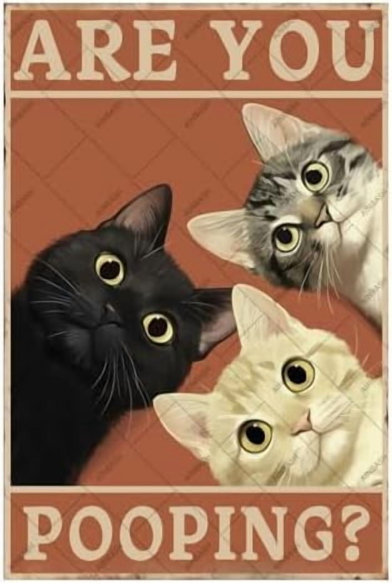 Are You Pooping Cat Sign - Funny Bathroom Wall Art Tin Poster - Toilet ...