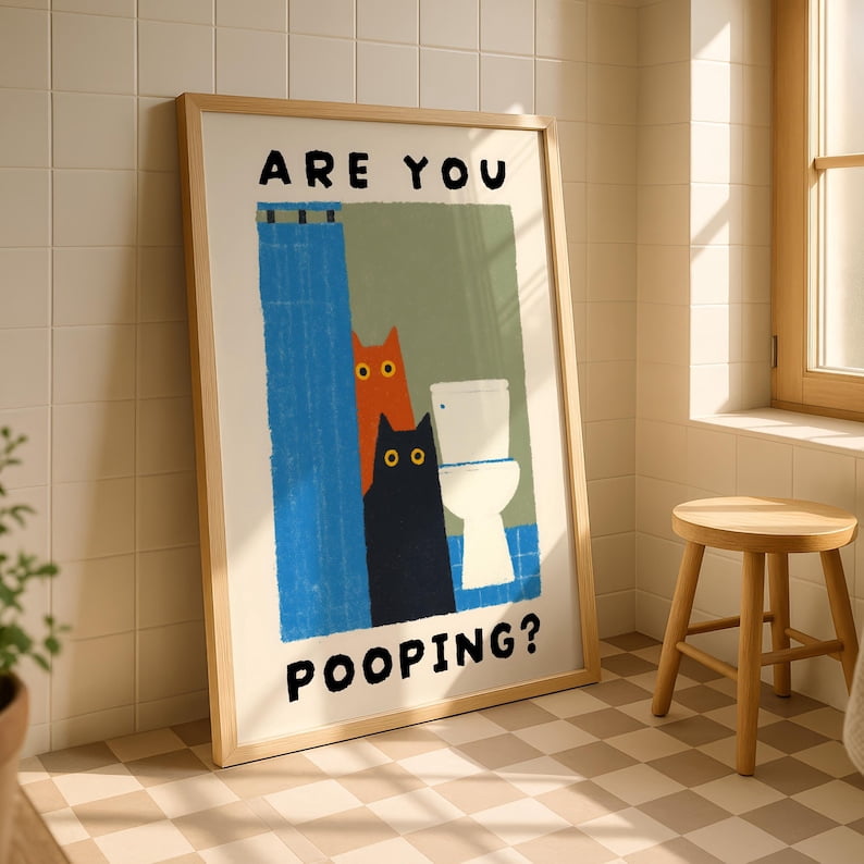 Are You Pooping Cat Wall Art Print, Unframed Paper Poster 11x14in ...