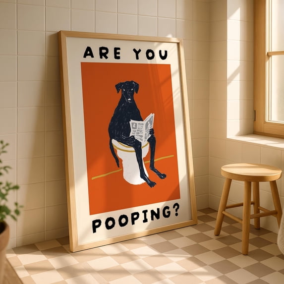 Are You Pooping Dog Print, Funny Bathroom Wall Art, Dog Bathroom Poster ...
