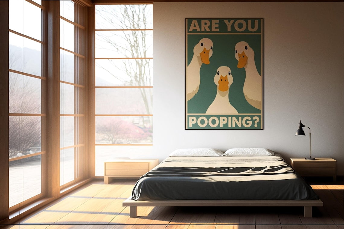Are You Pooping Duck Poster, Bathroom Wall Art, Unframed Paper Poster ...