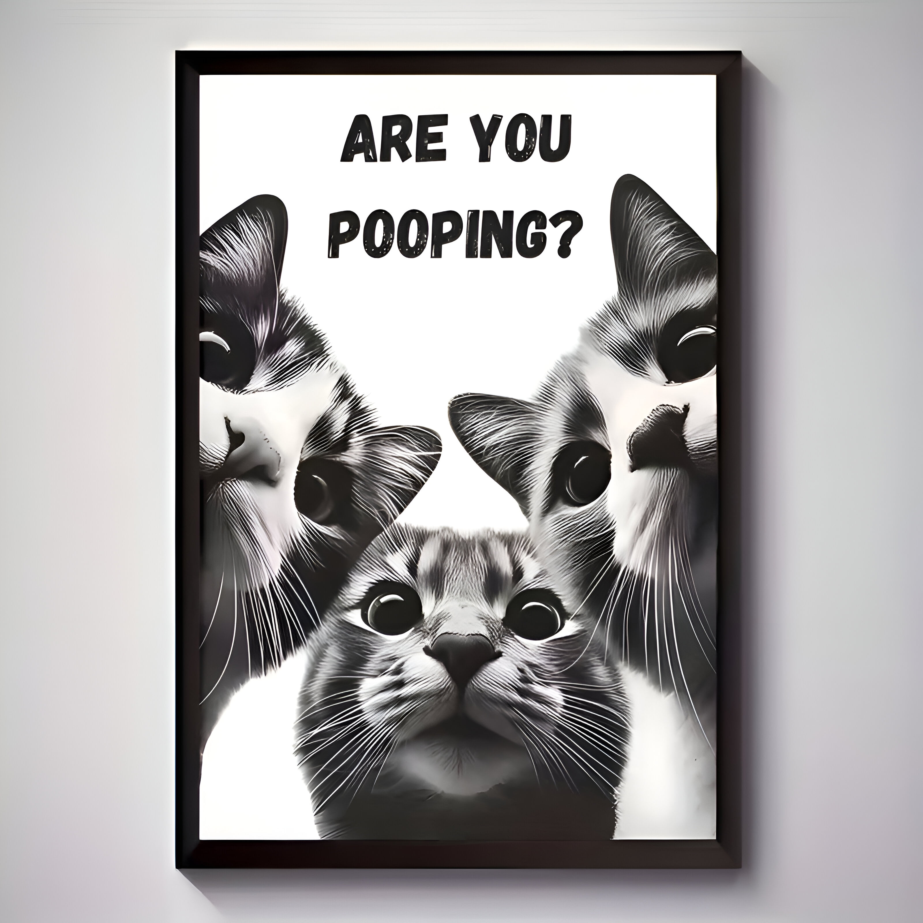 Are You Pooping Funny Cat Wall Art Poster Humorous Bathroom Decor for ...