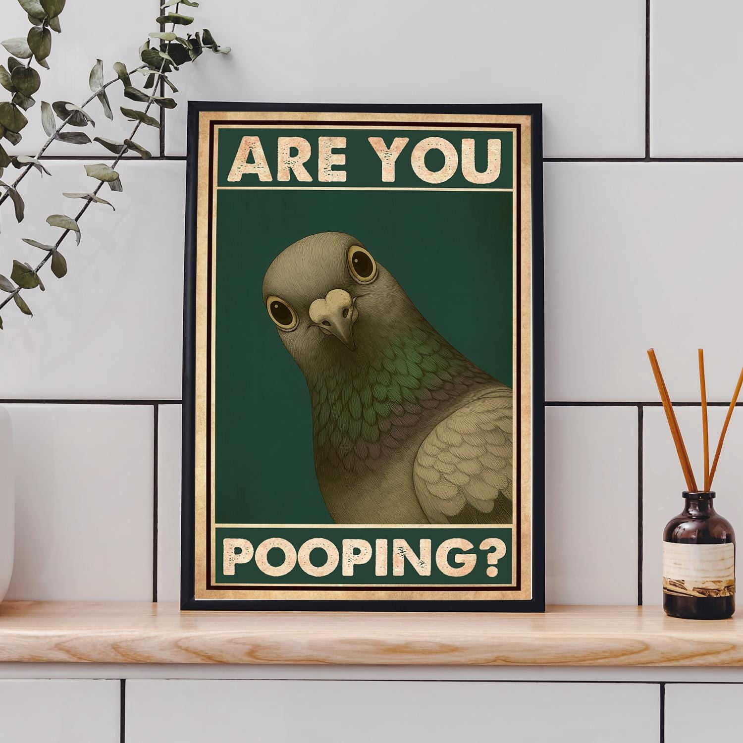 Are You Pooping Humorous Pigeon Bathroom Art Print, Quirky, Farmhouse ...