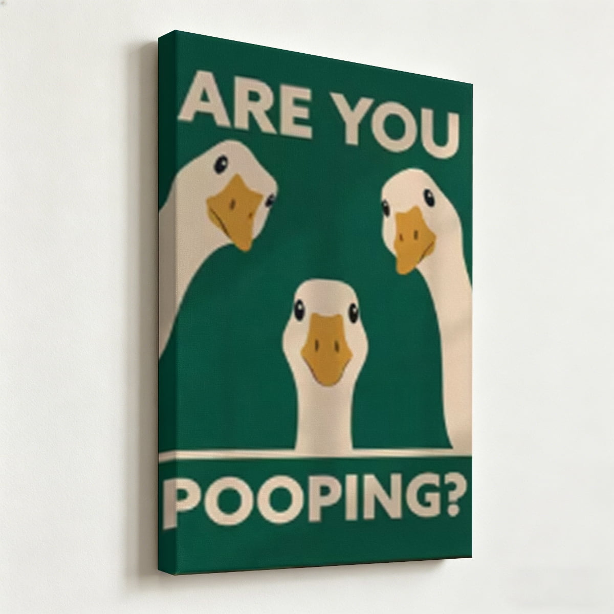 "Are You Pooping?" Whimsical Geese Bathroom Canvas Wall Art, Humorous ...