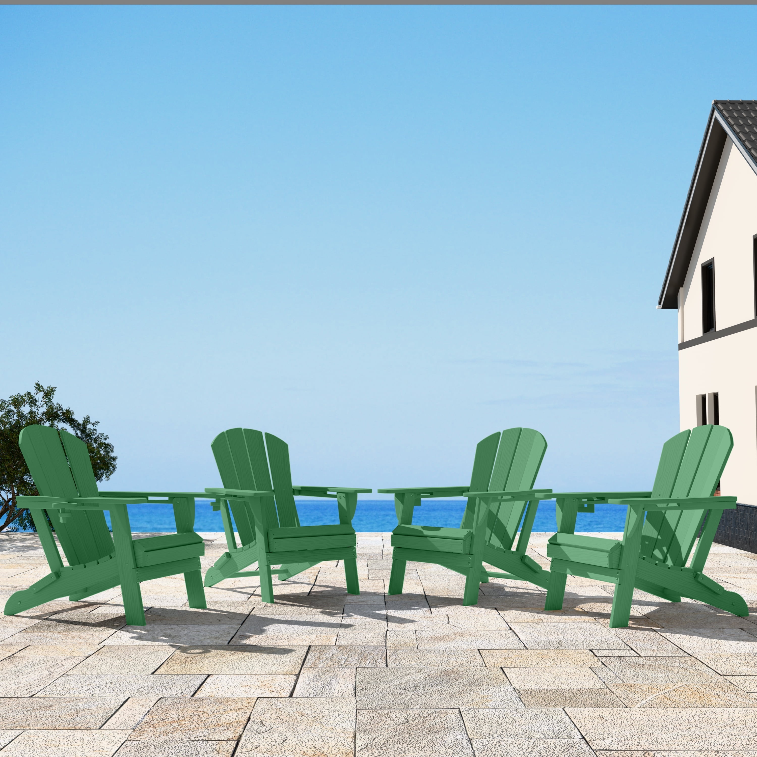 AreShark Adirondack Chair Set of 4,HDPE All-Weather Patio Chairs ...