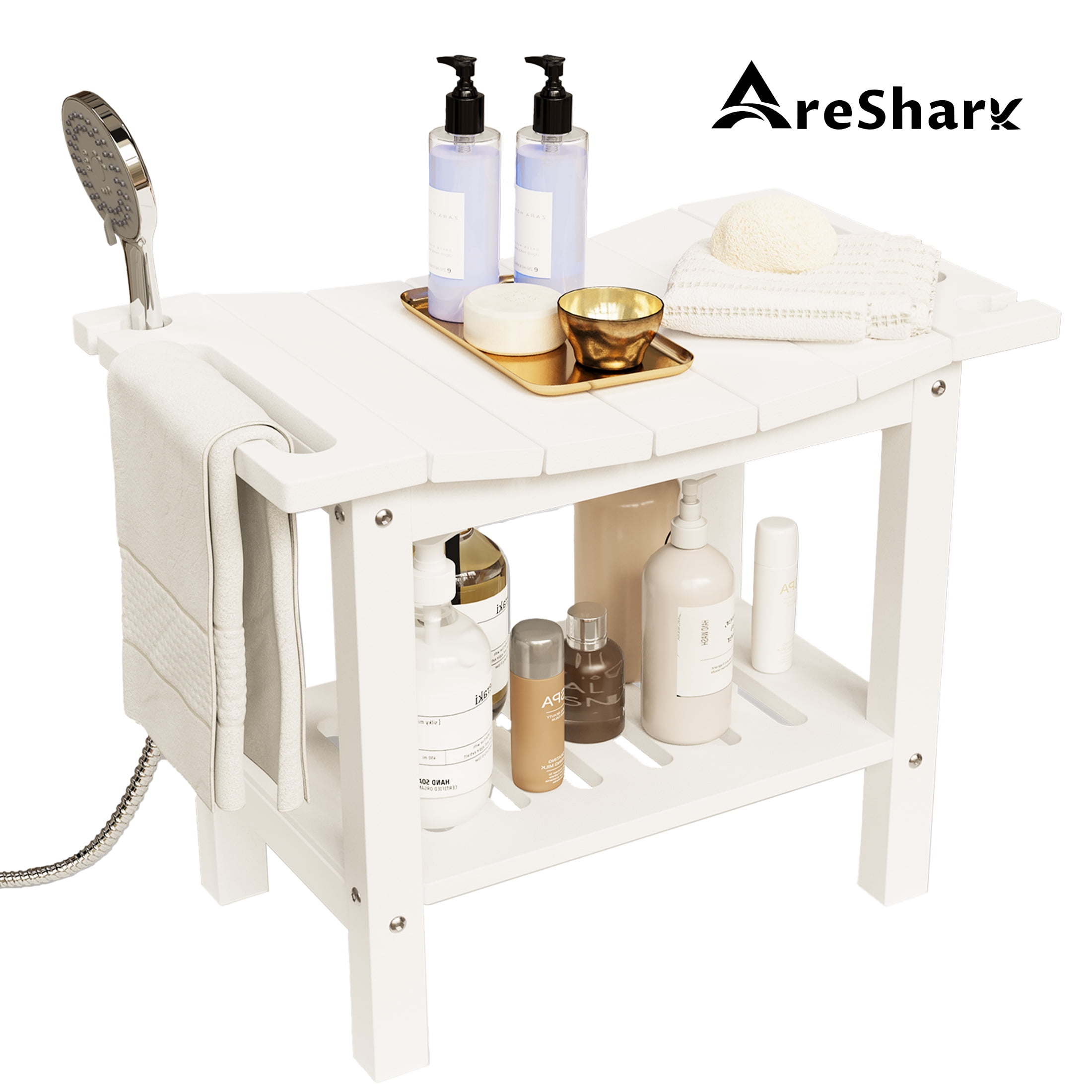 AreShark HDPE Shower Bench Stool for Inside Shower, Waterproof & Non ...