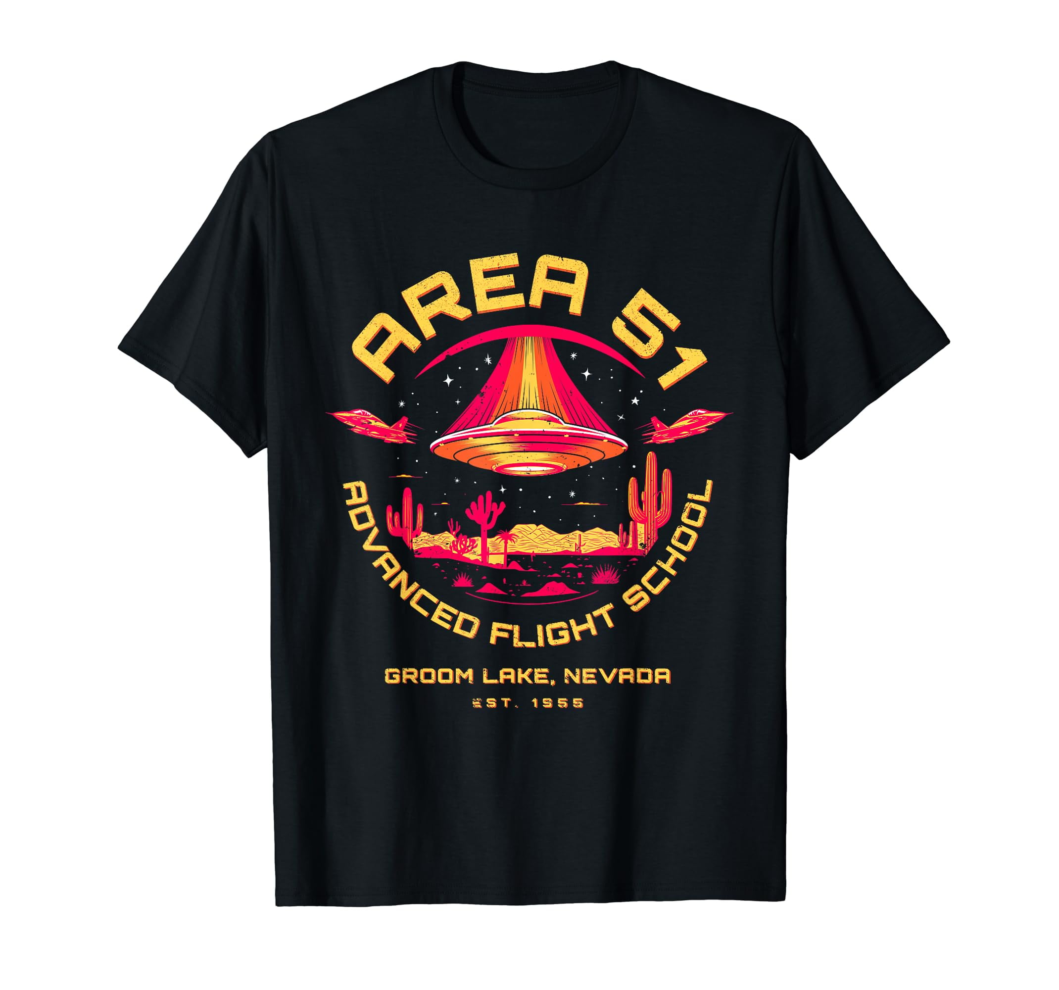 Area 51 Advanced Flight School Groom Lake Nevada UFO Alien T-Shirt ...
