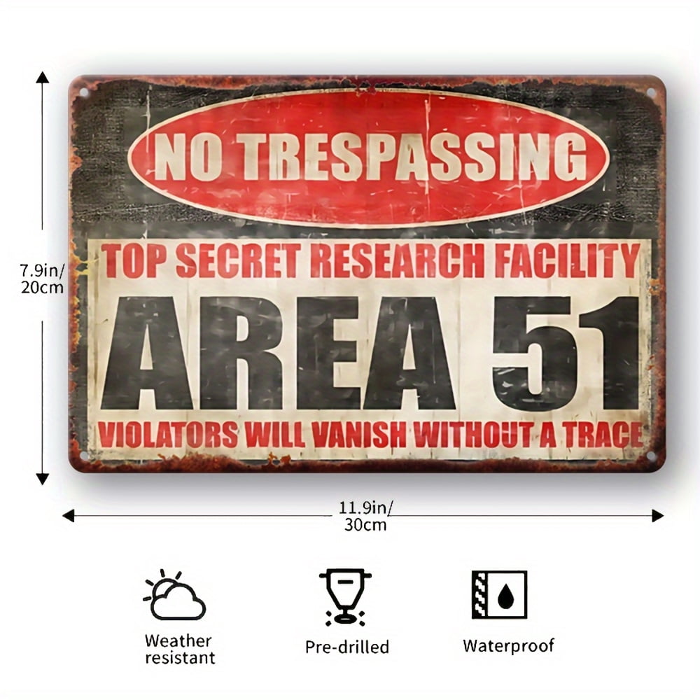 Area 51 No Entry Sign - Funny Alien-Themed Top Secret Facility Warning ...