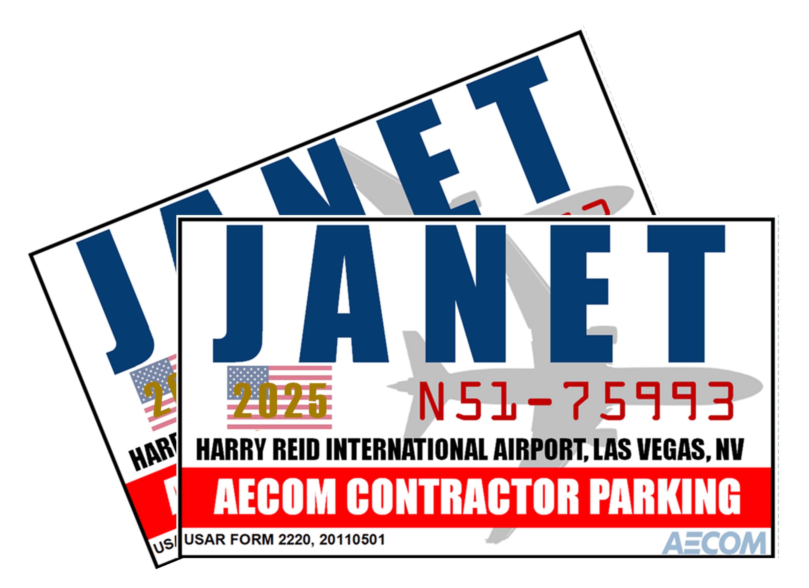 Area 51 Janet Airlines Parking Stickers, Set of 2 UFO Aliens Roswell ...